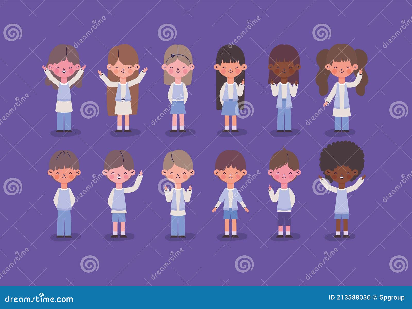 Youth kids set stock vector. Illustration of cheerful - 213588030