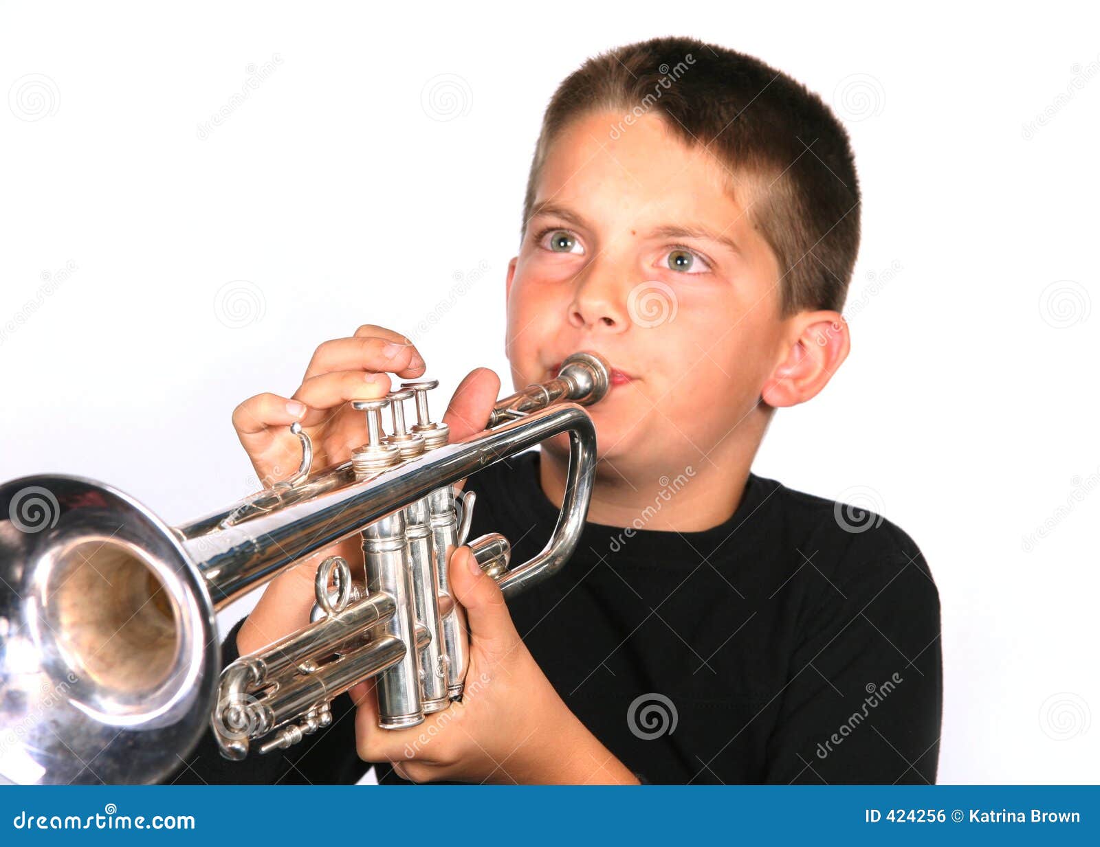 Youth Playing Trumpet stock photo. Image of happy, horn - 424256