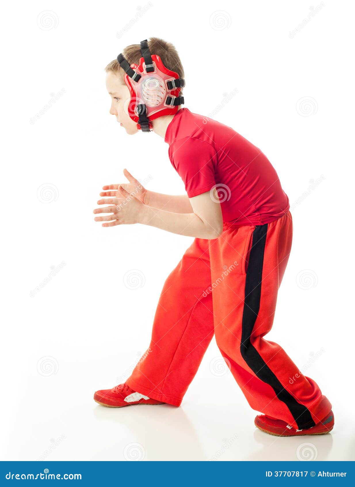 Youth wrestler, side view stock image. Image of shot - 37707817