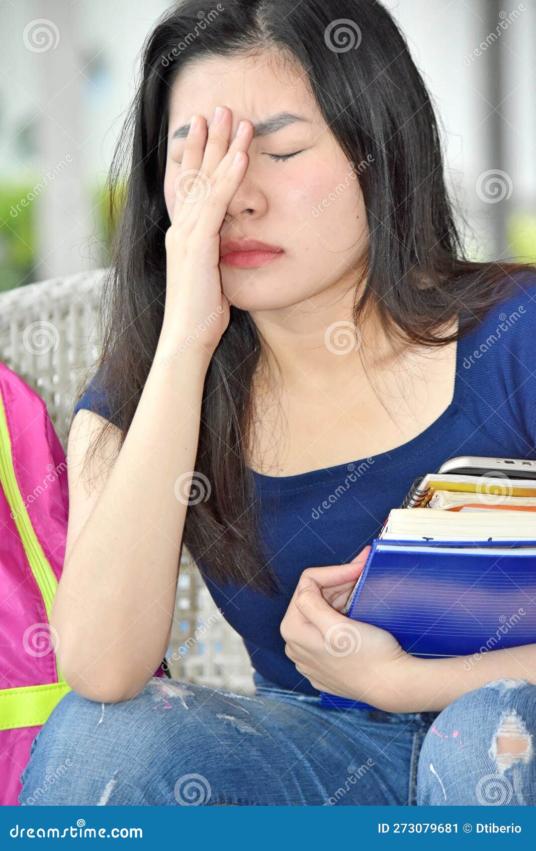 A Youthful Female Student Under Stress Stock Image - Image of ...