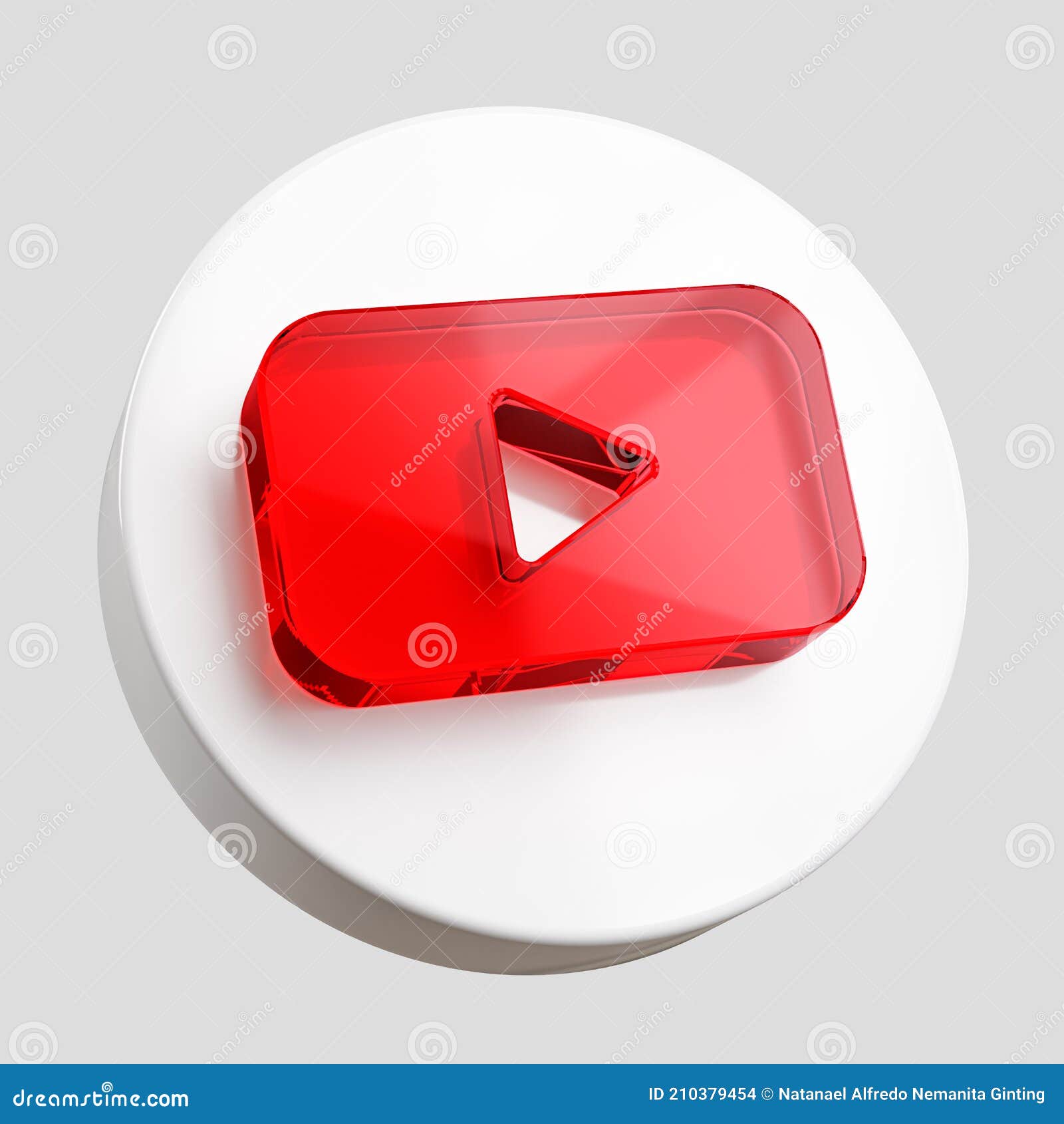 Youtube Acrylic Glass Icon Isolated Logo 3D Render Editorial Stock ...