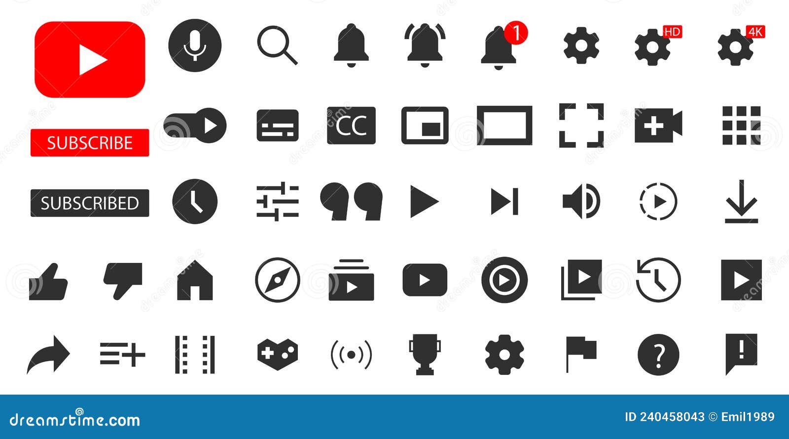 Youtube Design Icon and Window Set Editorial Stock Photo - Illustration ...