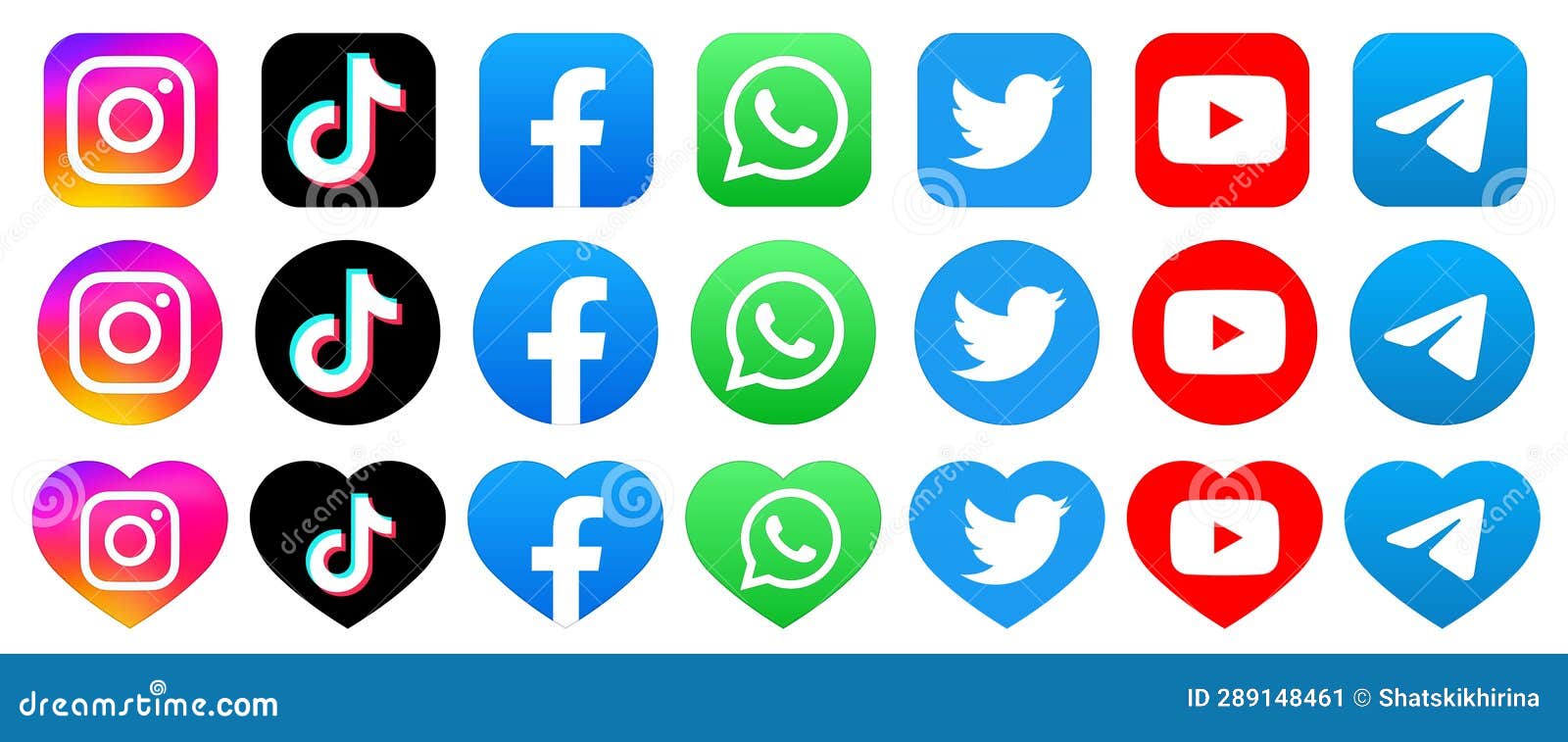 Instagram, TikTok, Facebook, Whatsapp, Twitter, YouTube Social Media ...