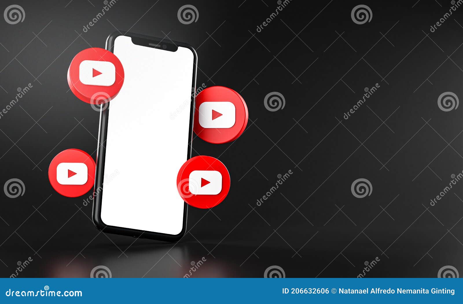 Youtube Icons Around Smartphone App Mockup 3D Editorial Photo - Image ...