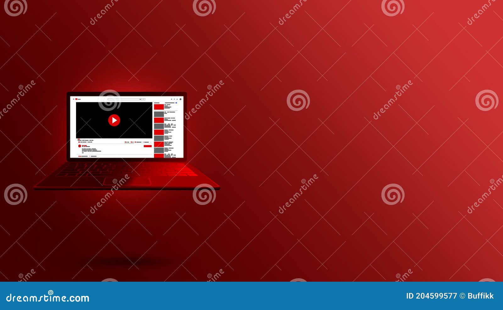 Youtube Interface on Laptop Screen Design Template. Youtube Interface ...