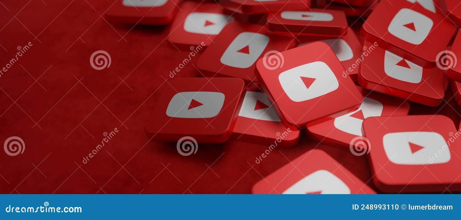 Youtube Logo Concept Banner Scattered Tiles with Copyspace 3D ...