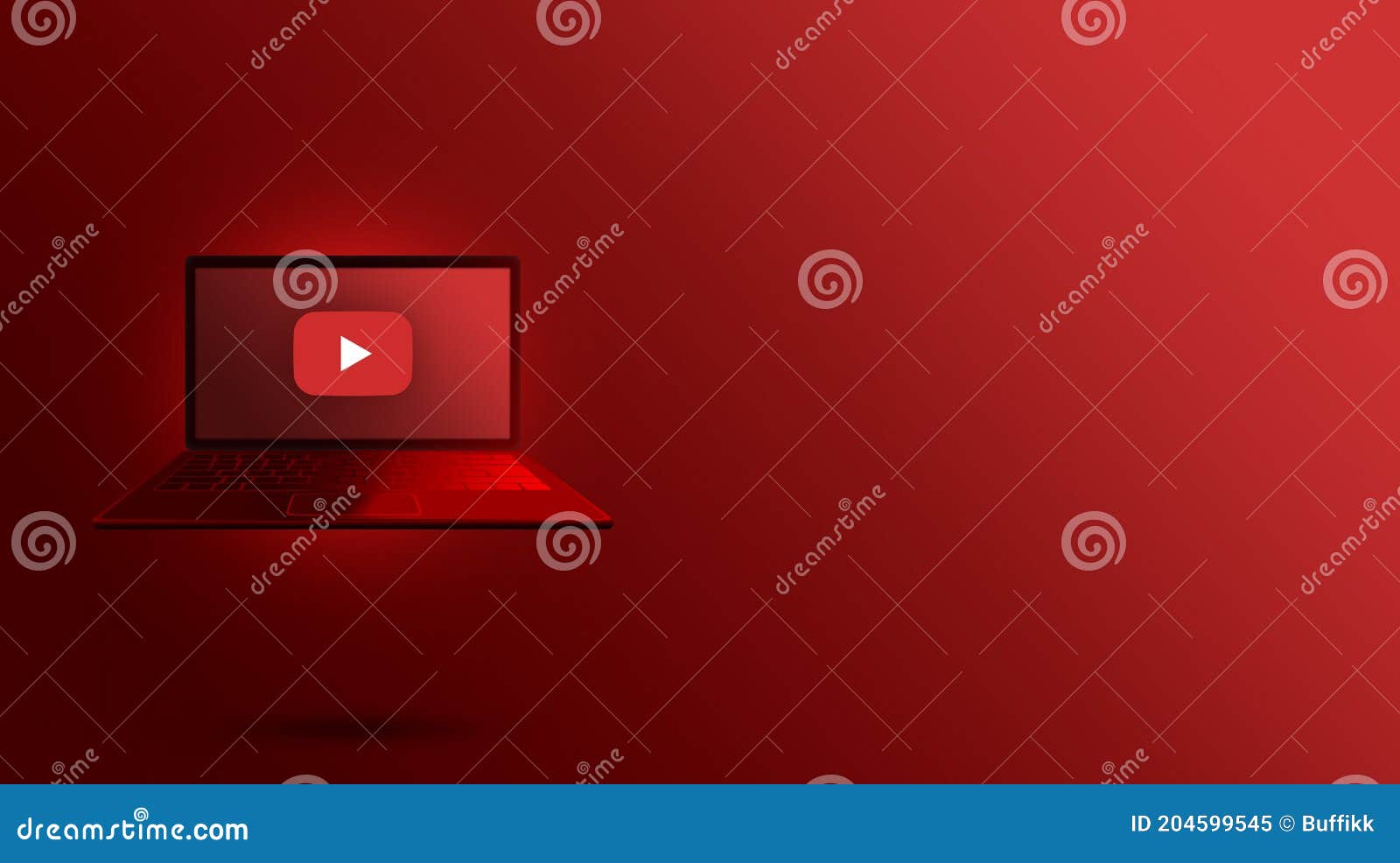 Youtube Logo on Laptop Screen 3d Rendering Stock Illustration ...