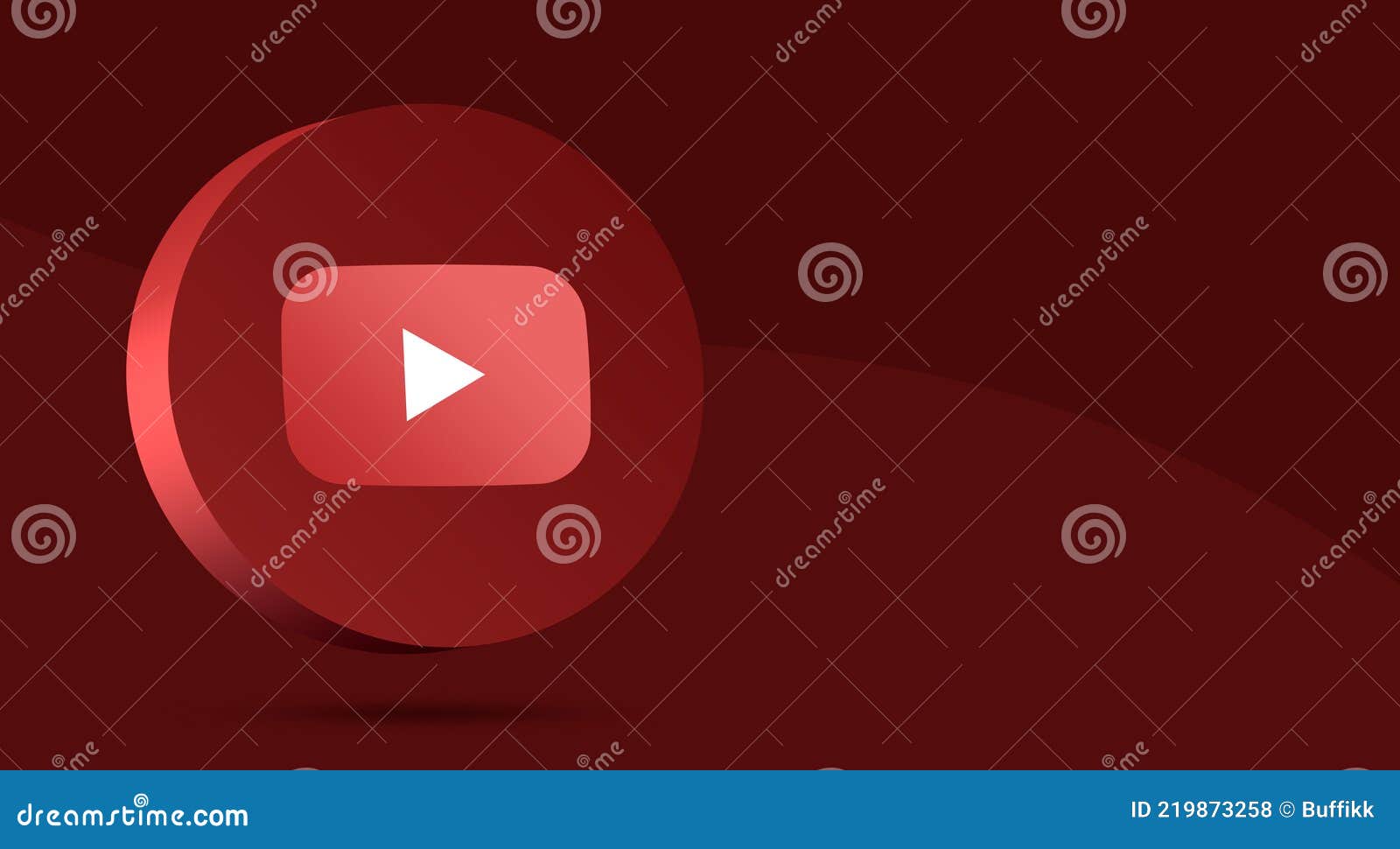 Youtube Logo Minimal Design on the Round Button 3d Render. Social Media ...