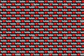YouTube Logo. YouTube is a Video-sharing Website. Seamless Pattern ...