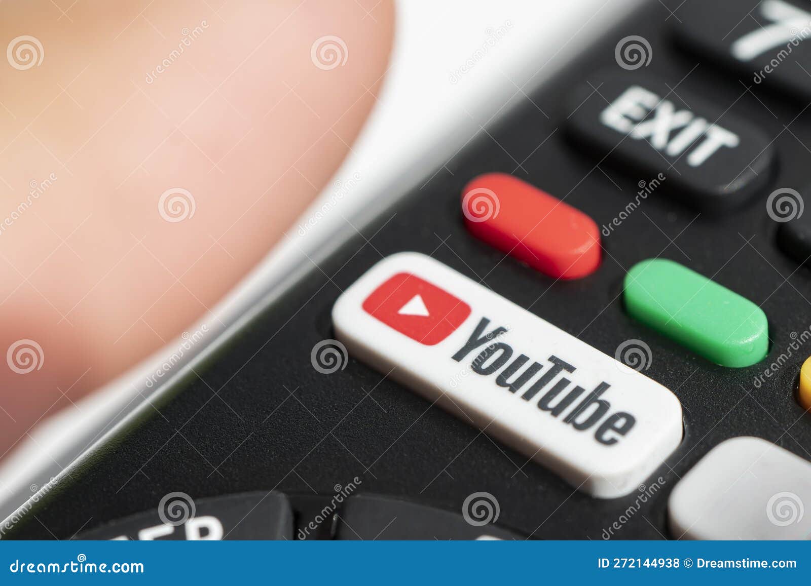 YouTube on Television Remote , Hand Holding Television Remote ...