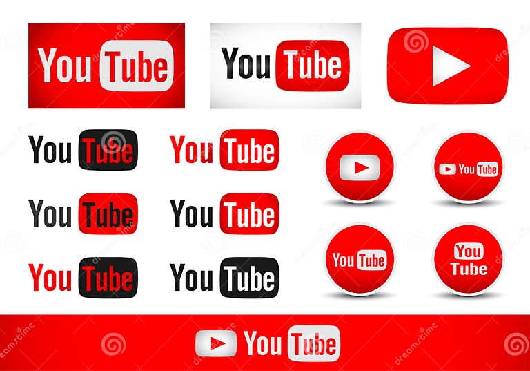 Youtube Text with Logo Icon Set Vector Element Design Vector on White ...