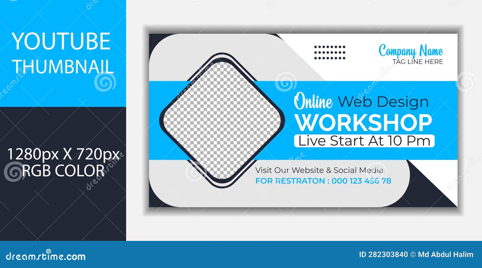 Youtube Video Thumbnail or Workshop Promotion Web Banner Design Stock ...