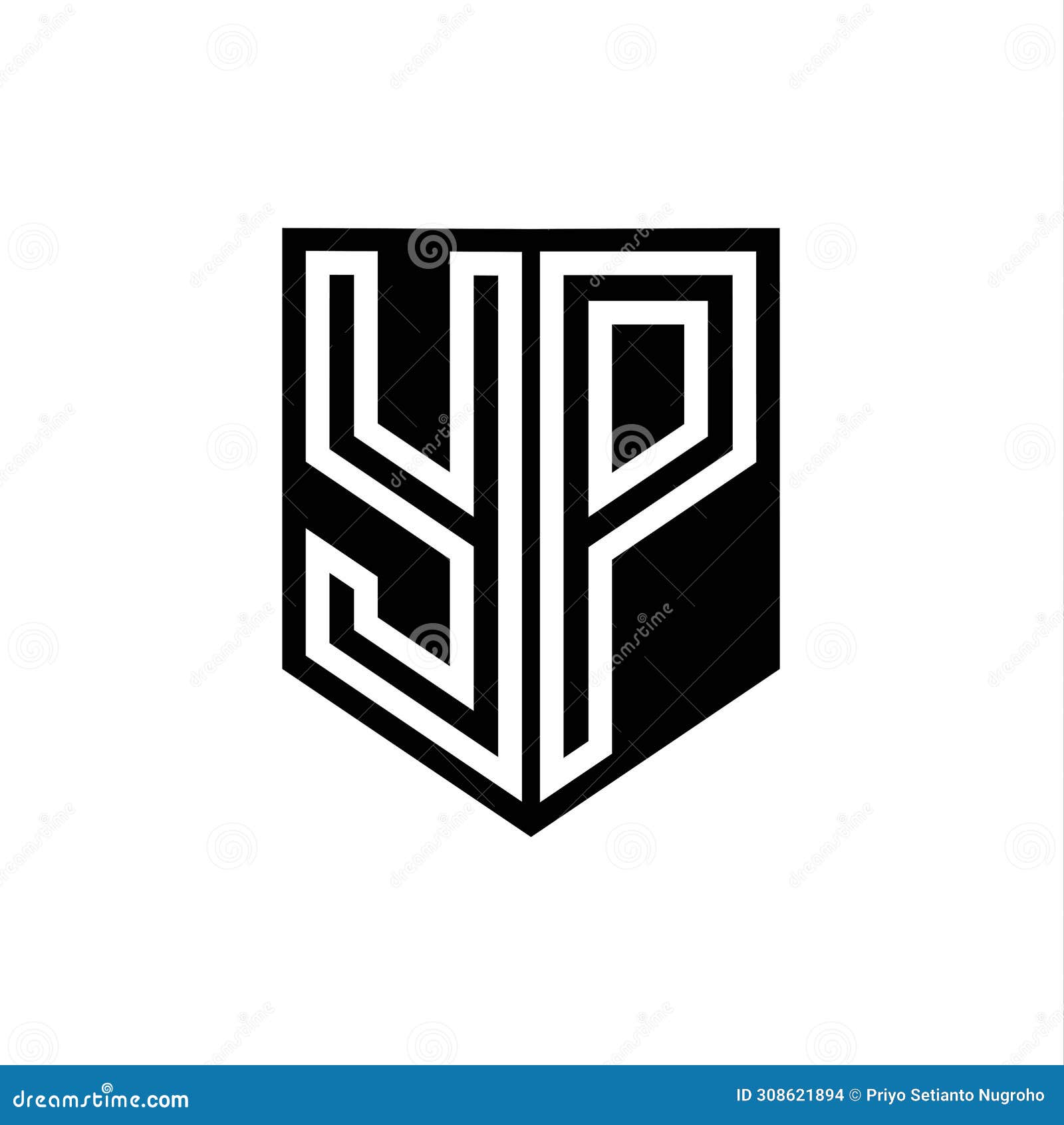YP Logo Monogram Shield Geometric Black Line Inside White Shield Color ...