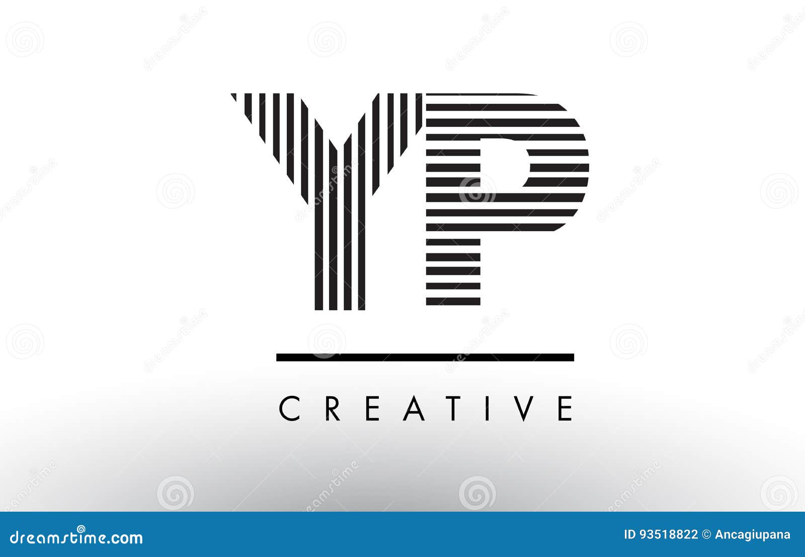 YP Y P Black and White Lines Letter Logo Design. Stock Vector ...
