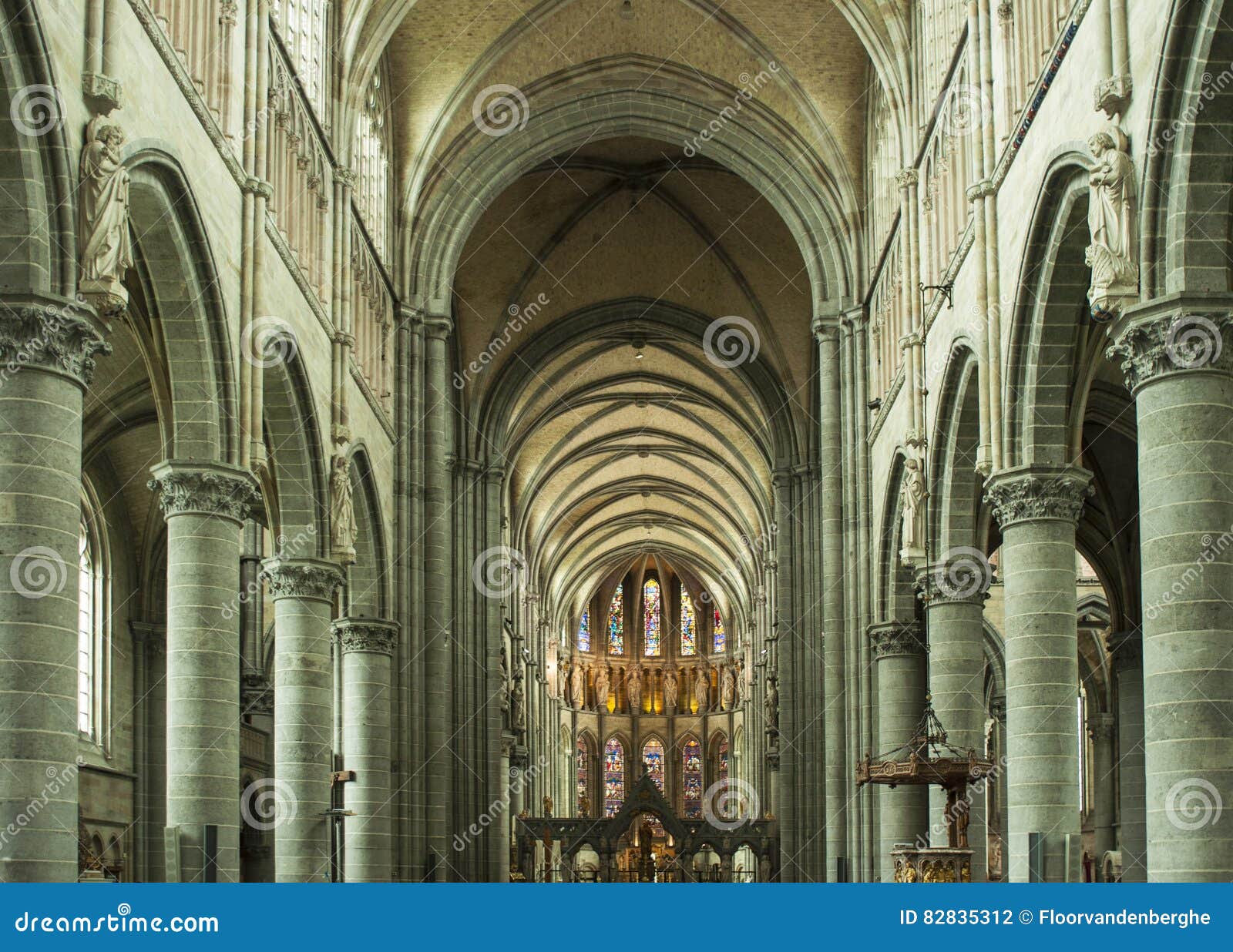 Ypres Cathedral interior editorial photography. Image of ancient - 82835312