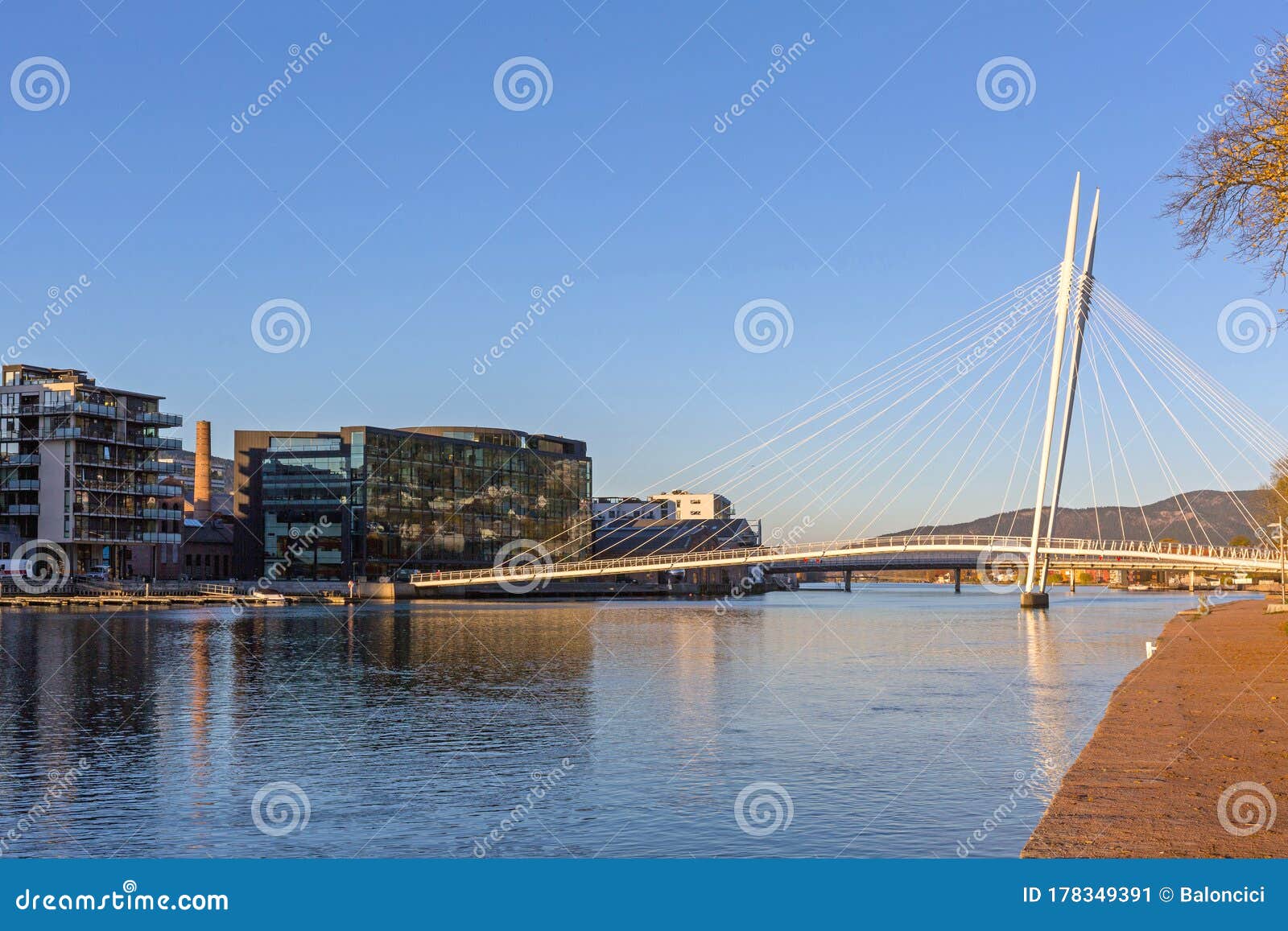 Ypsilon Bridge Drammen Norway Stock Image - Image of city, landmark ...