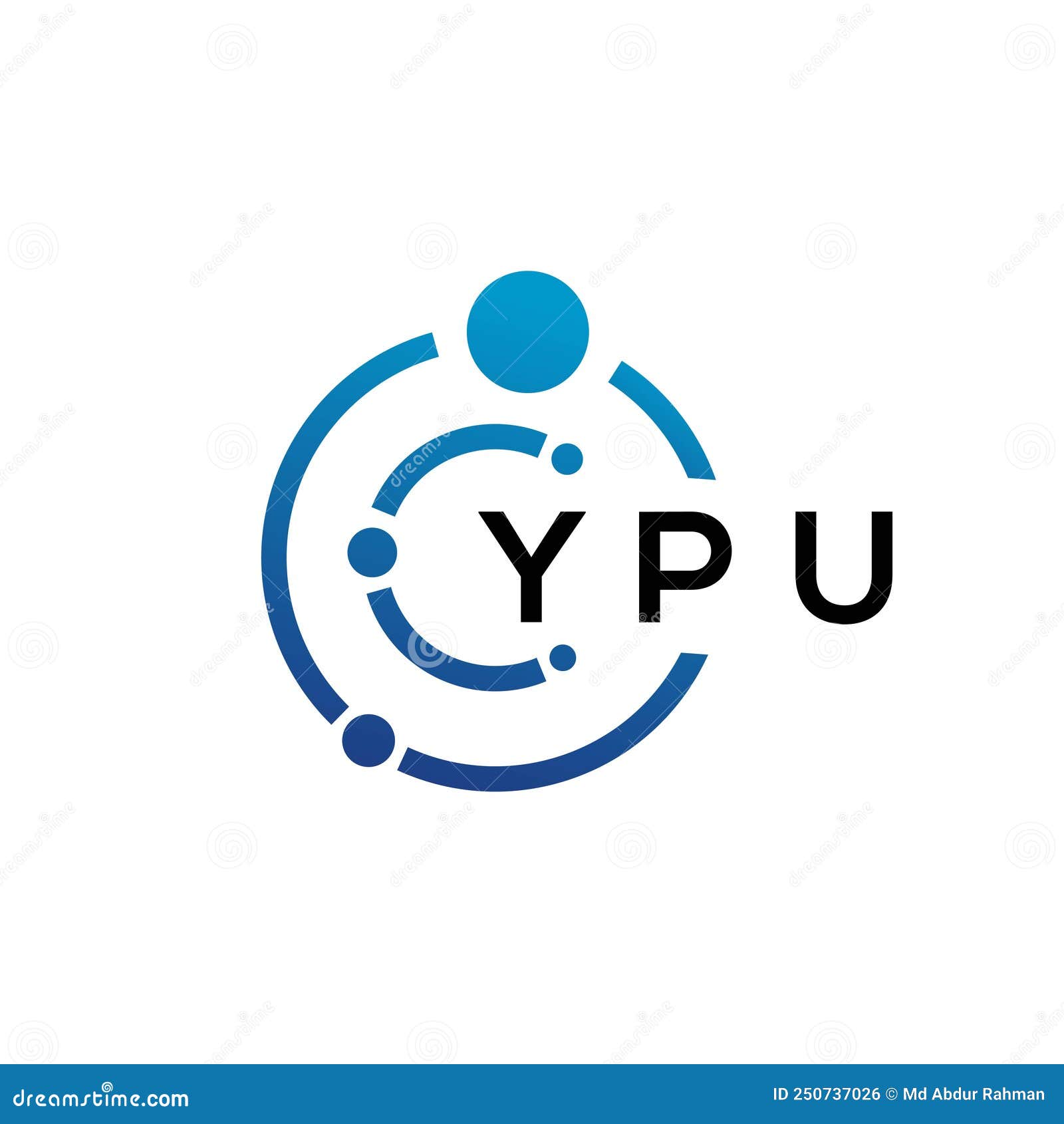 YPU Letter Technology Logo Design on White Background. YPU Creative ...
