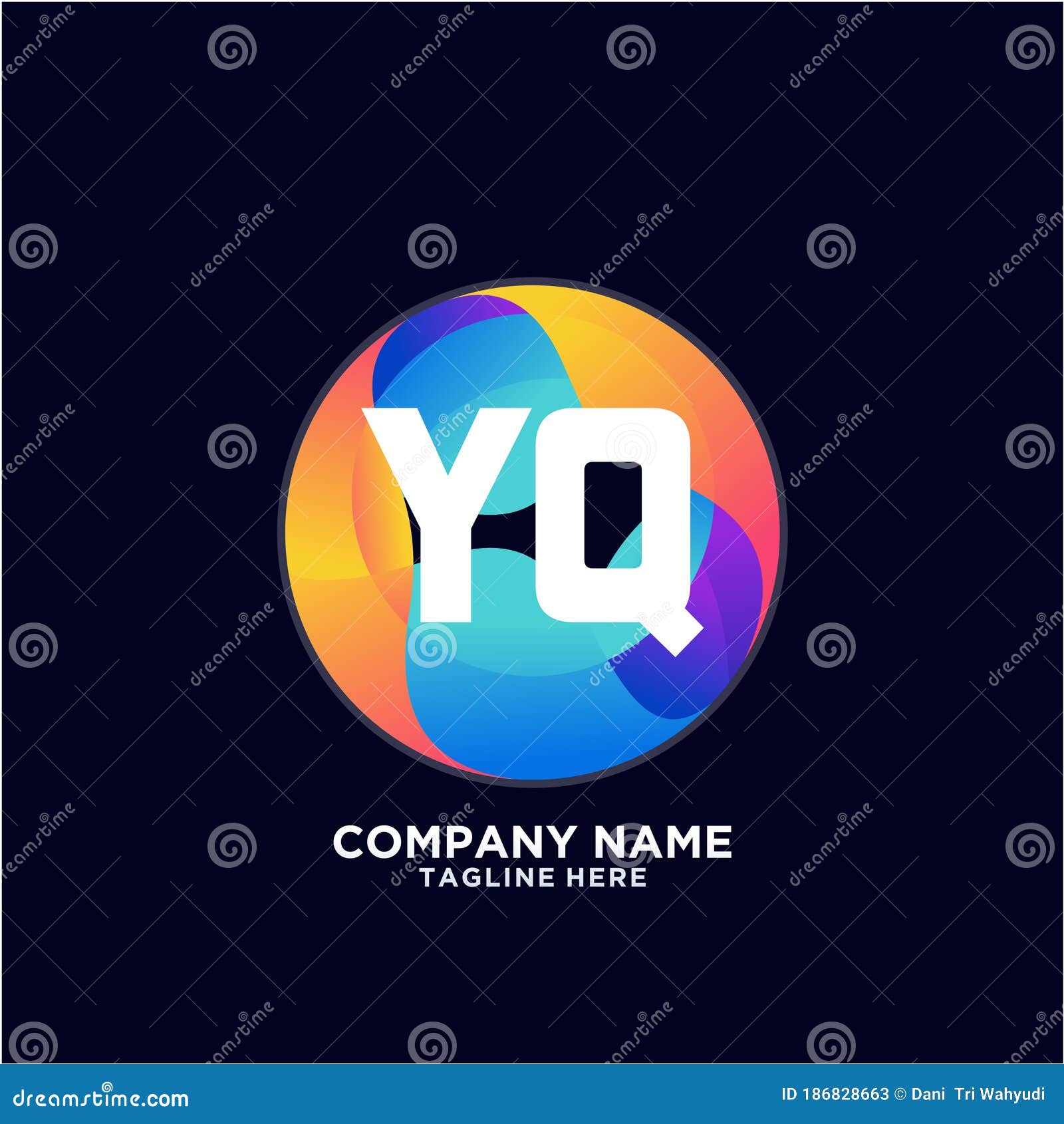 YQ Initial Logo with Colorful Circle Template Vector Stock Vector ...