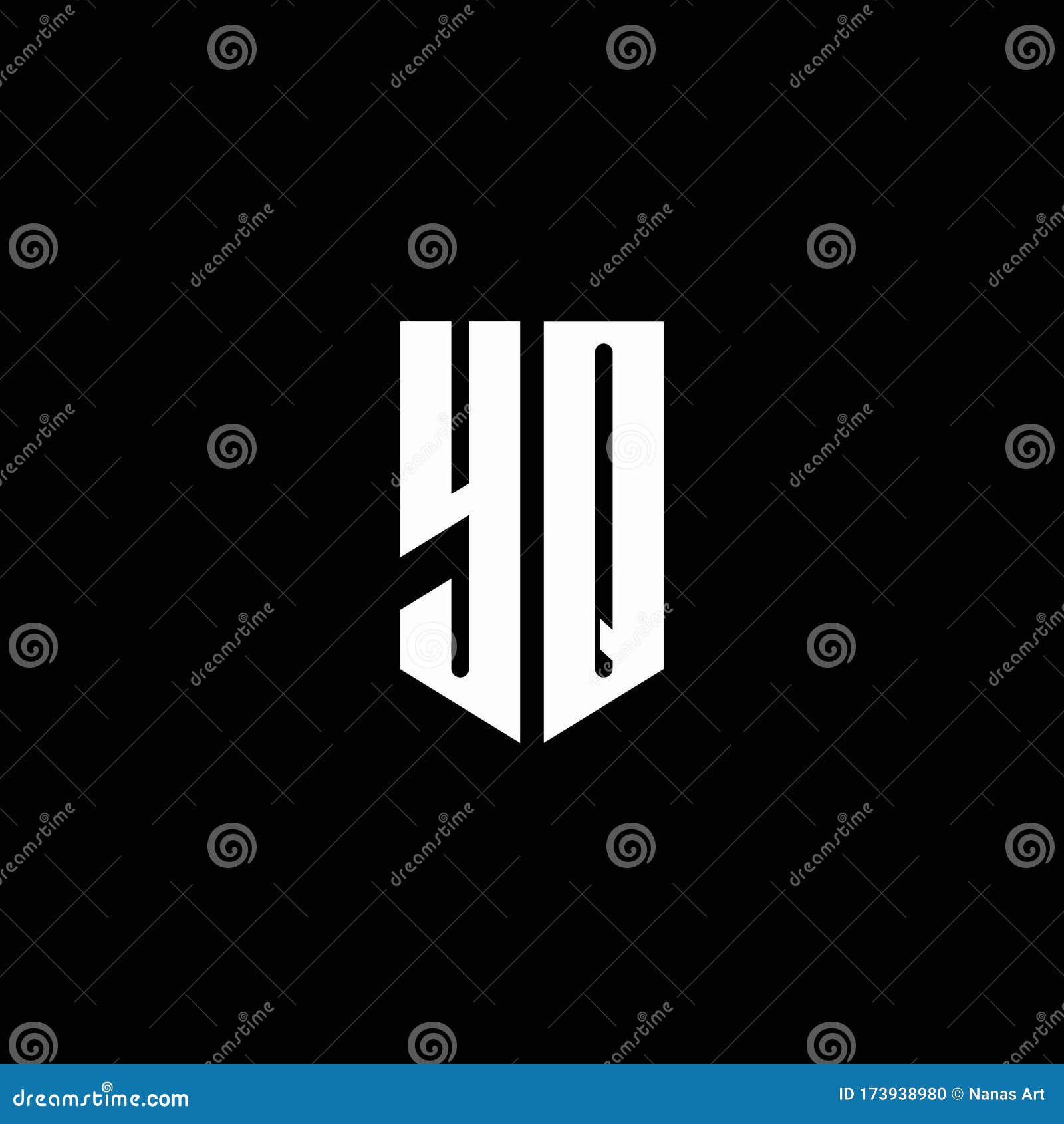 YQ Logo Monogram with Emblem Style Isolated on Black Background Stock ...
