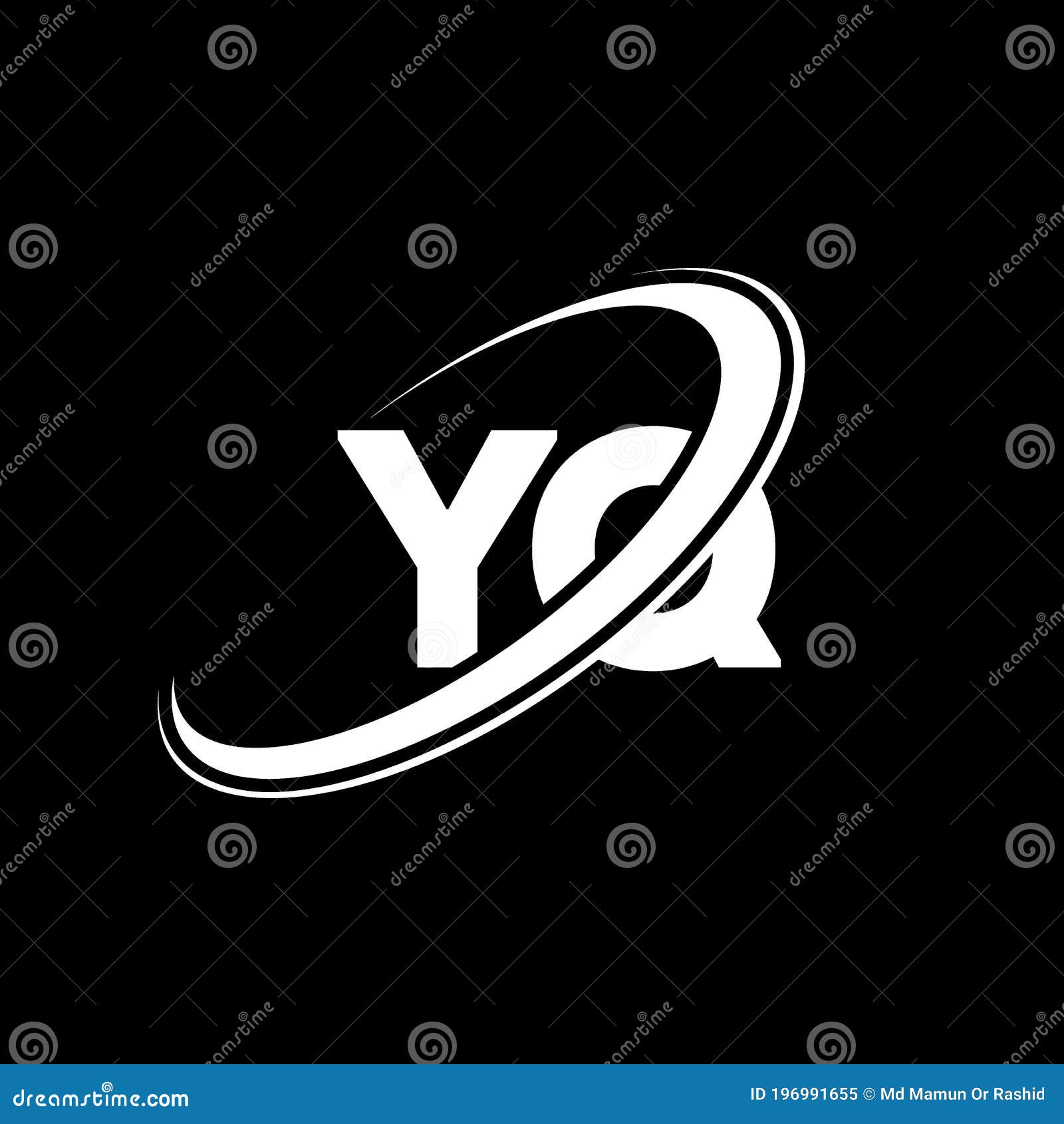YQ Y Q Letter Logo Design. Initial Letter YQ Linked Circle Uppercase ...