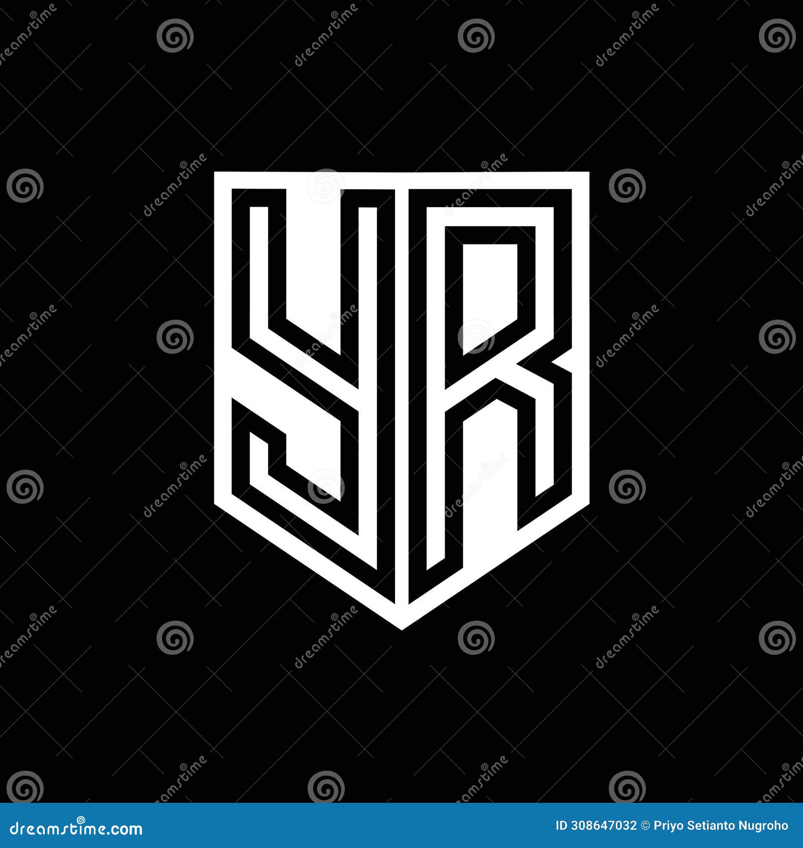 YR Logo Monogram Shield Geometric Black Line Inside White Shield Color ...
