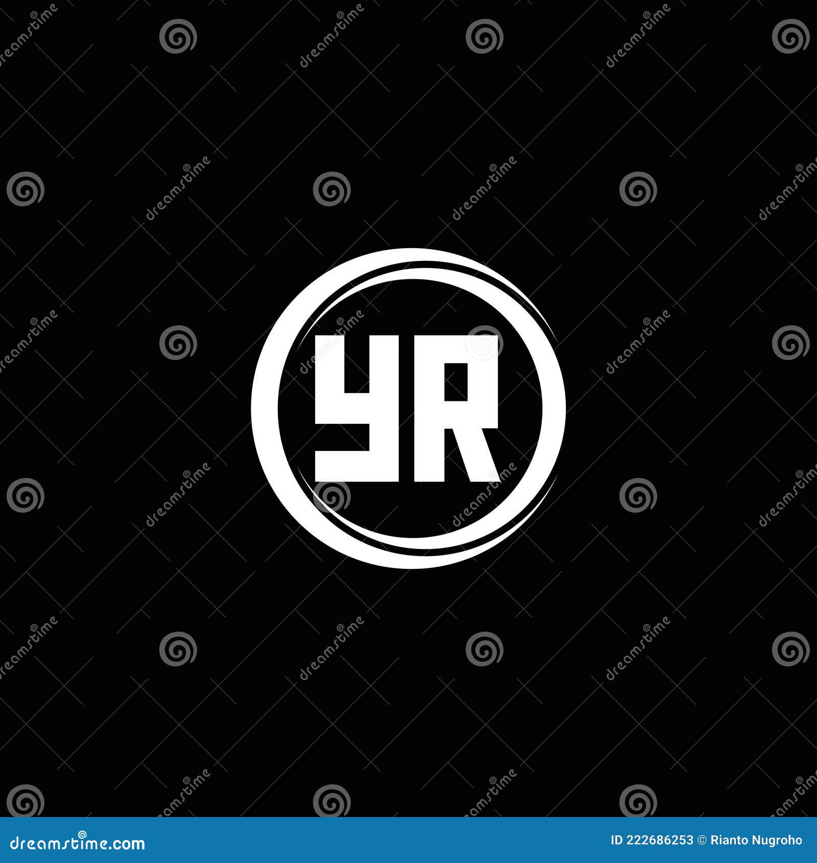 YR Logo Initial Letter Monogram with Circle Slice Rounded Design ...