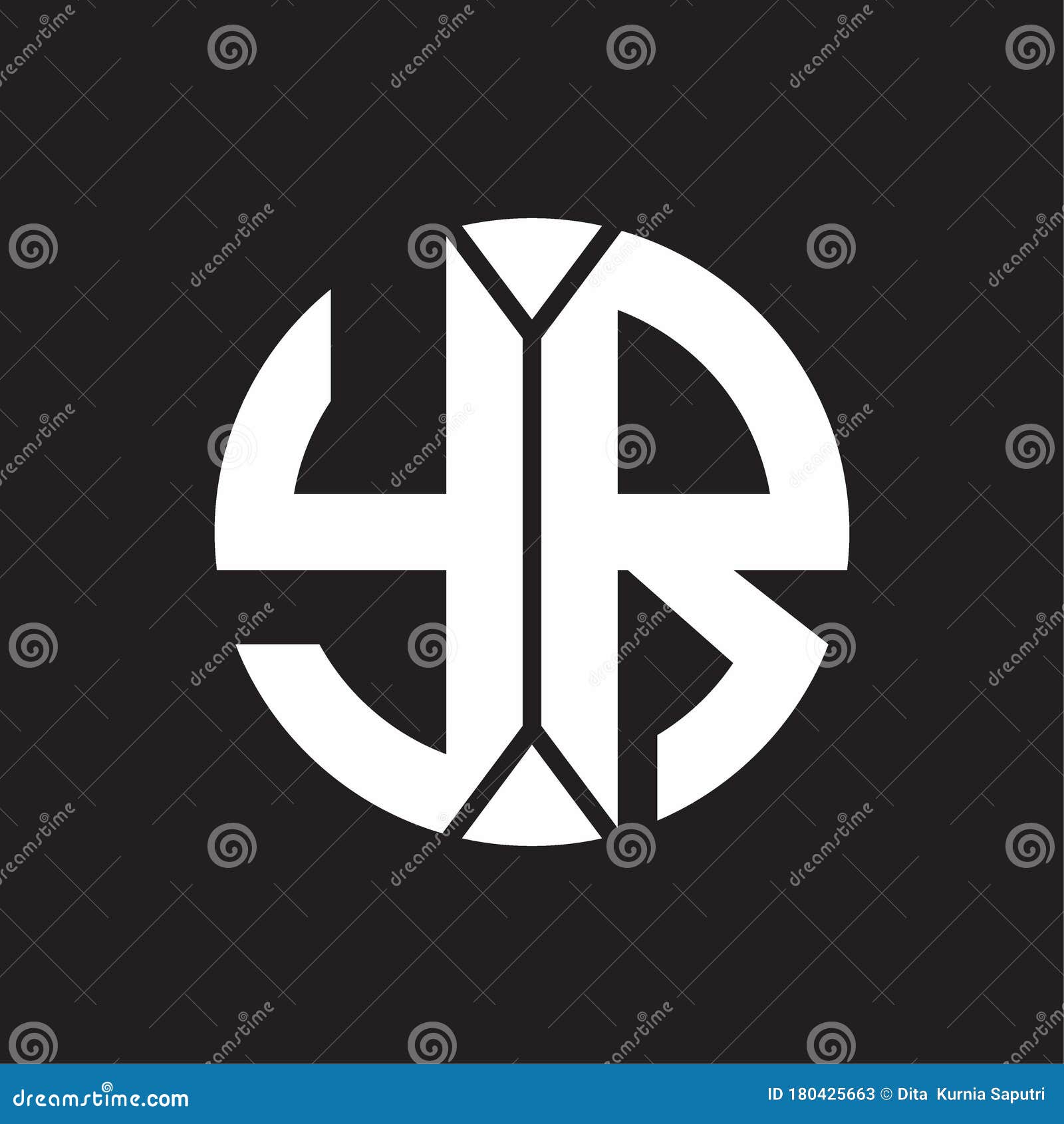 YR Logo Monogram with Piece Circle Ribbon Style Stock Vector ...