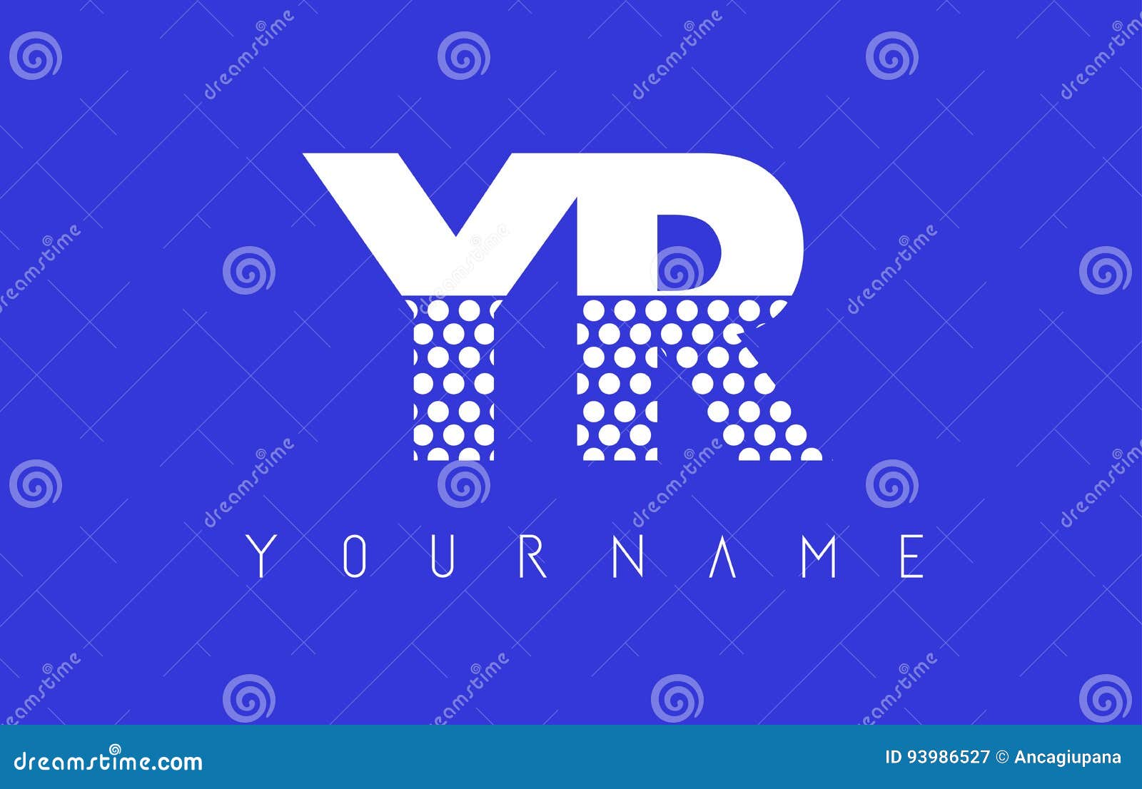YR Y R Dotted Letter Logo Design with Blue Background. Stock Vector ...