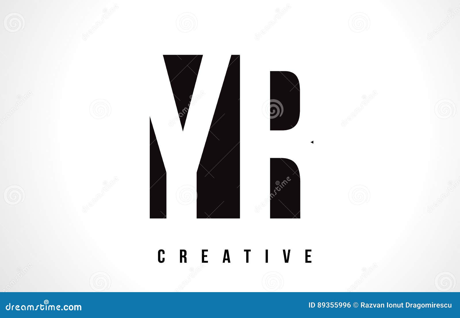 YR Y R White Letter Logo Design with Black Square. Stock Vector ...