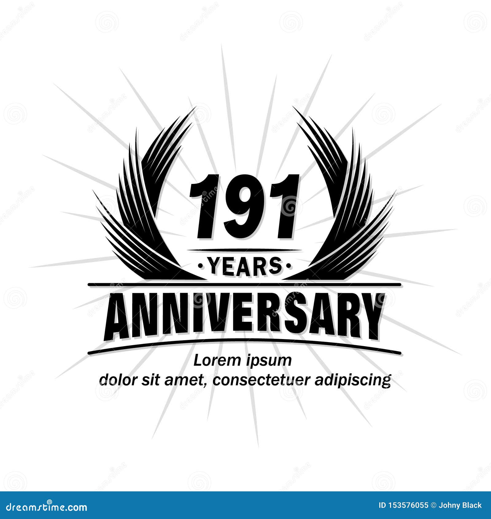 191 Years Anniversary. Elegant Anniversary Design. 191st Years Logo ...