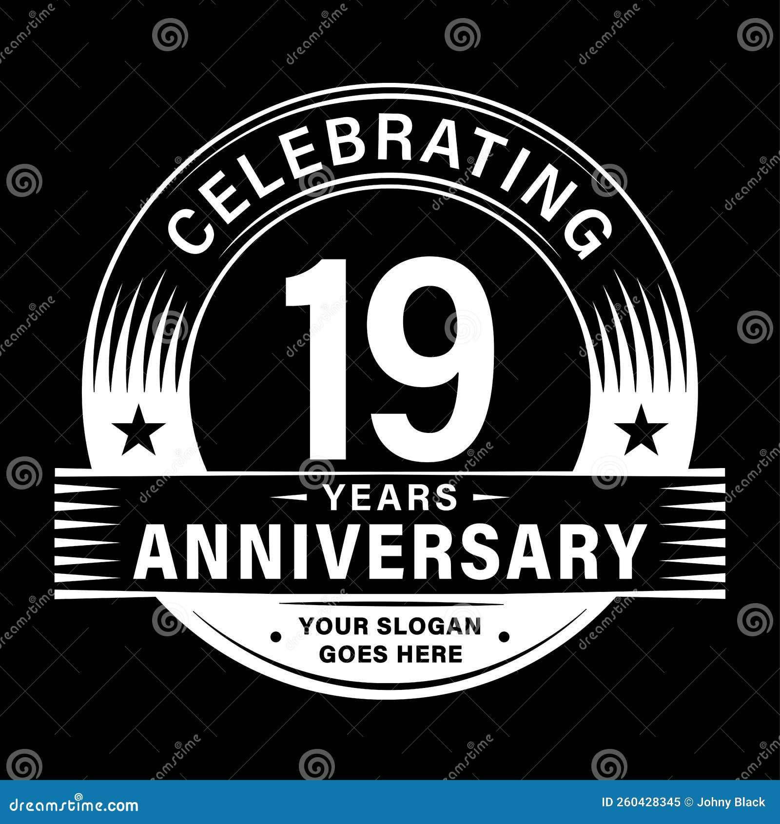 19 Years Anniversary Celebration Design Template. 19th Logo Vector Illustrations. Stock Vector ...
