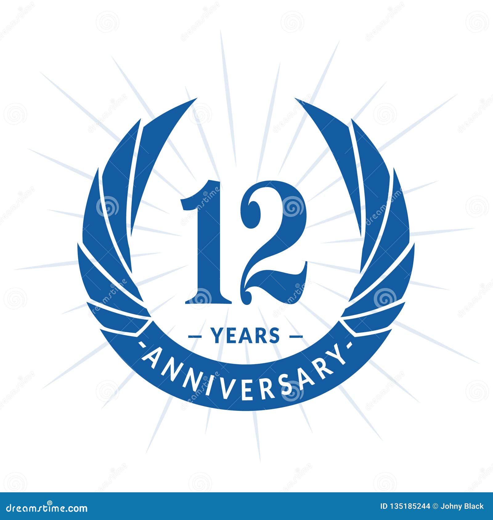 12 Years Anniversary Design Template. Elegant Anniversary Logo Design ...