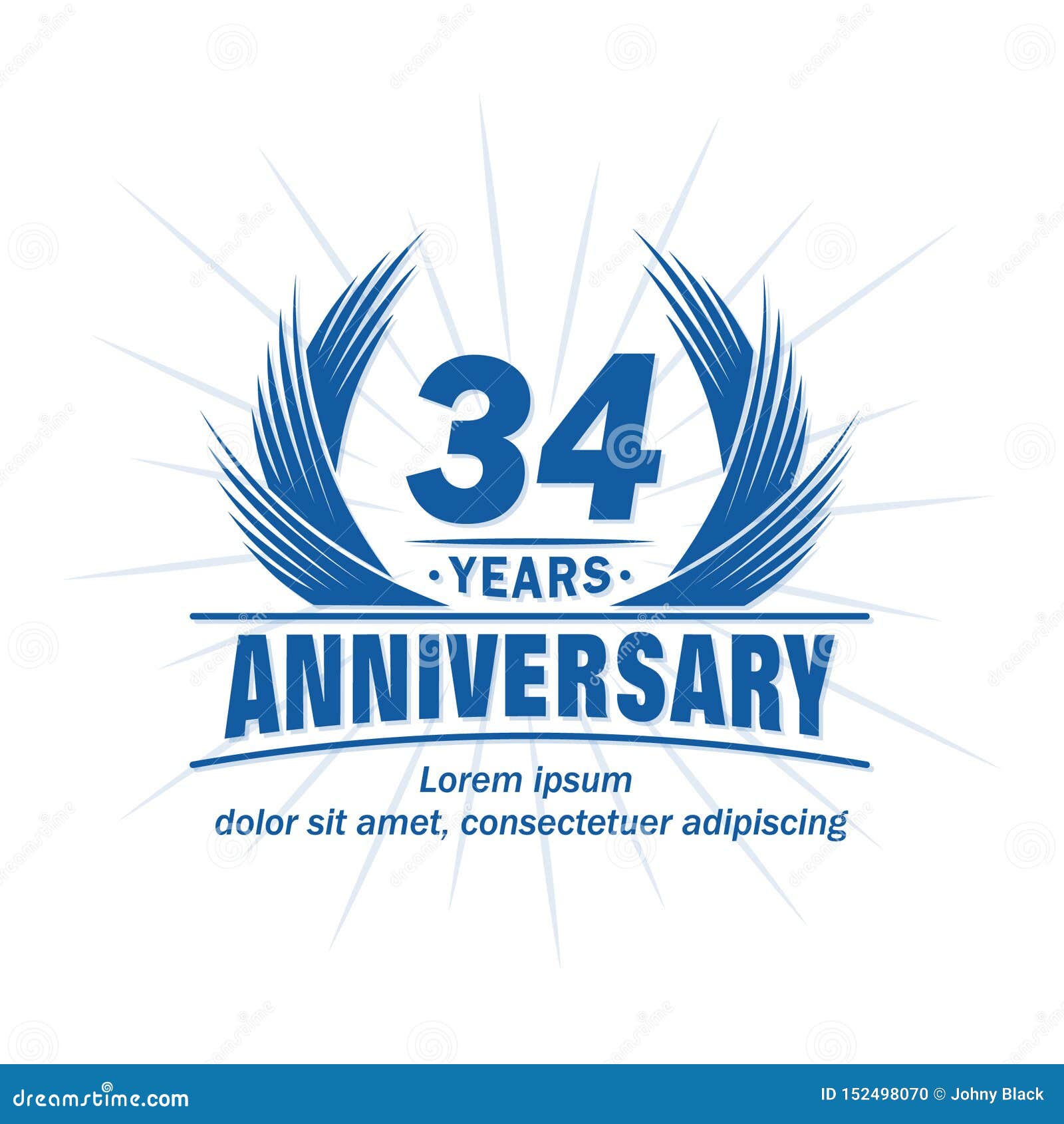 34 Years Anniversary. Elegant Anniversary Design. 34th Years Logo ...