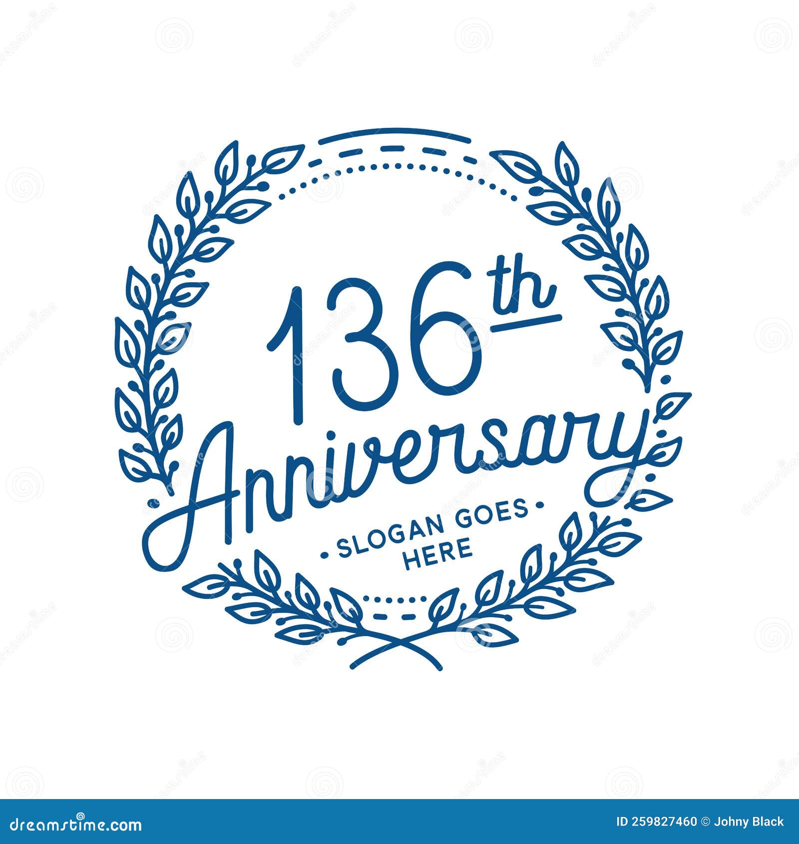 136 Years Anniversary Celebration with Laurel Wreath. 136th Anniversary ...