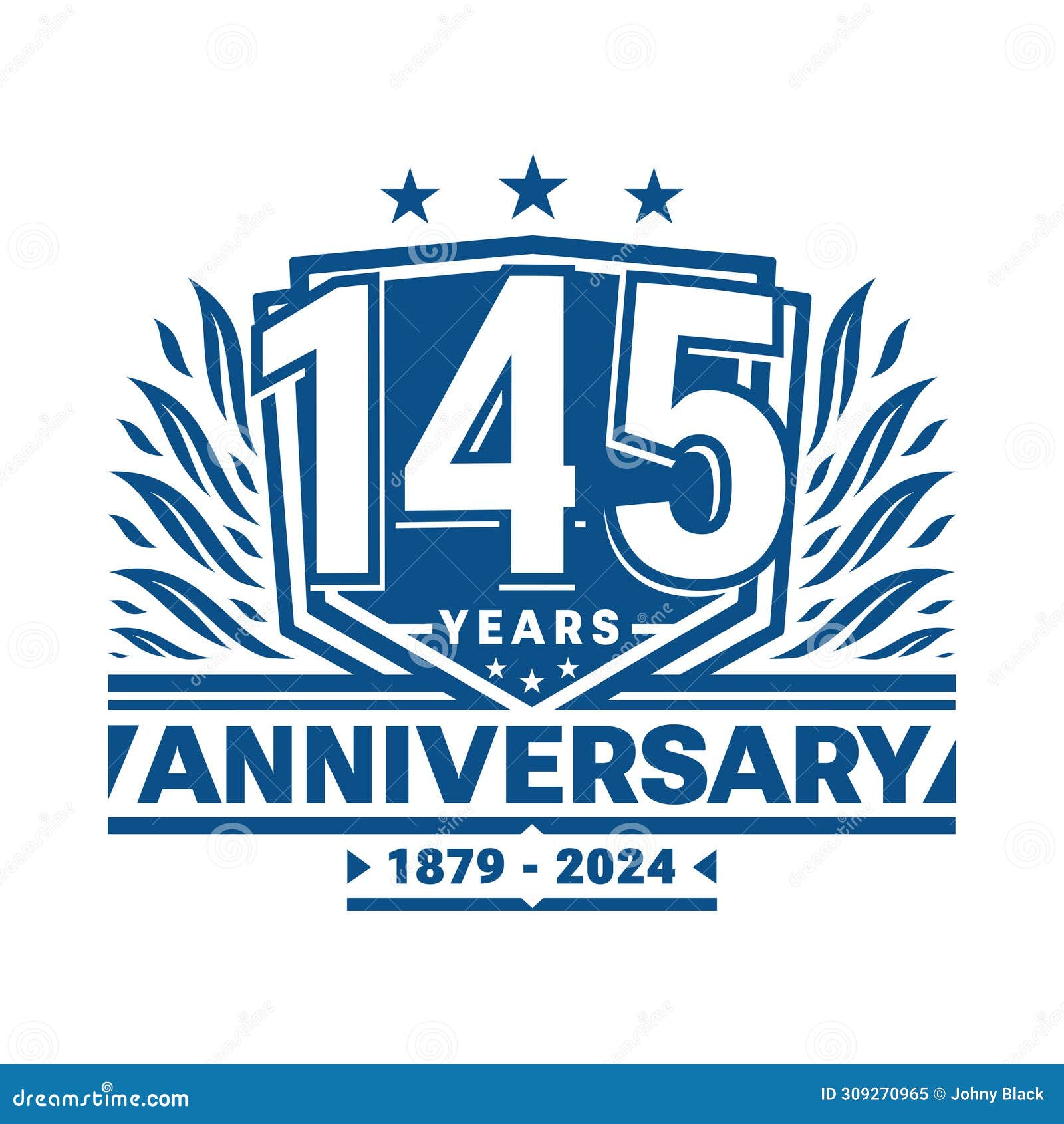 145 Years Anniversary Celebration Shield Design Template. 145th ...