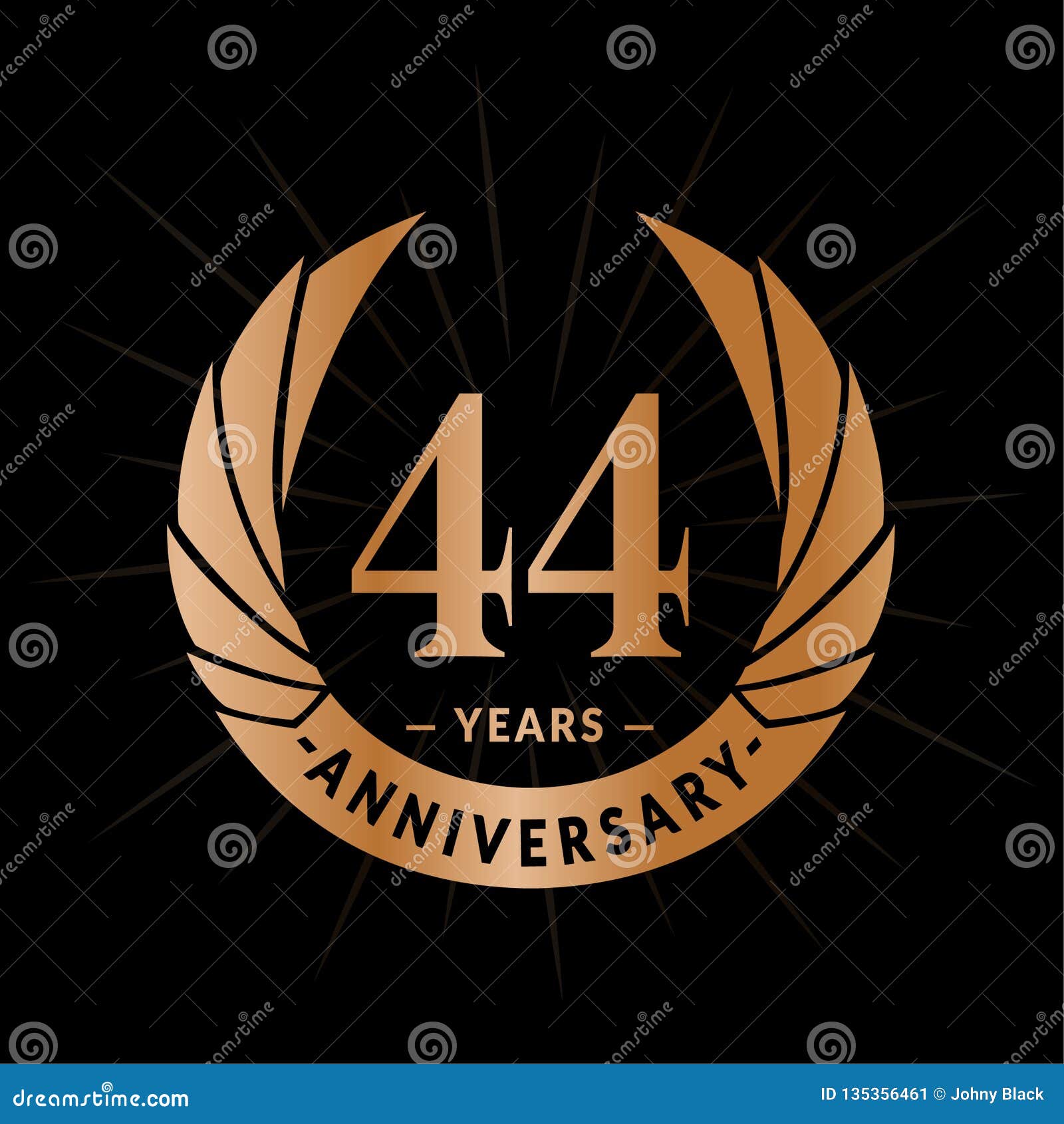 44 Years Anniversary Design Template. Elegant Anniversary Logo Design ...