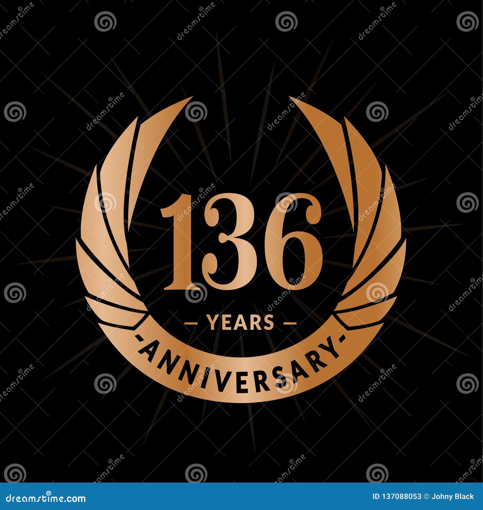 136 Years Anniversary Design Template. Elegant Anniversary Logo Design ...