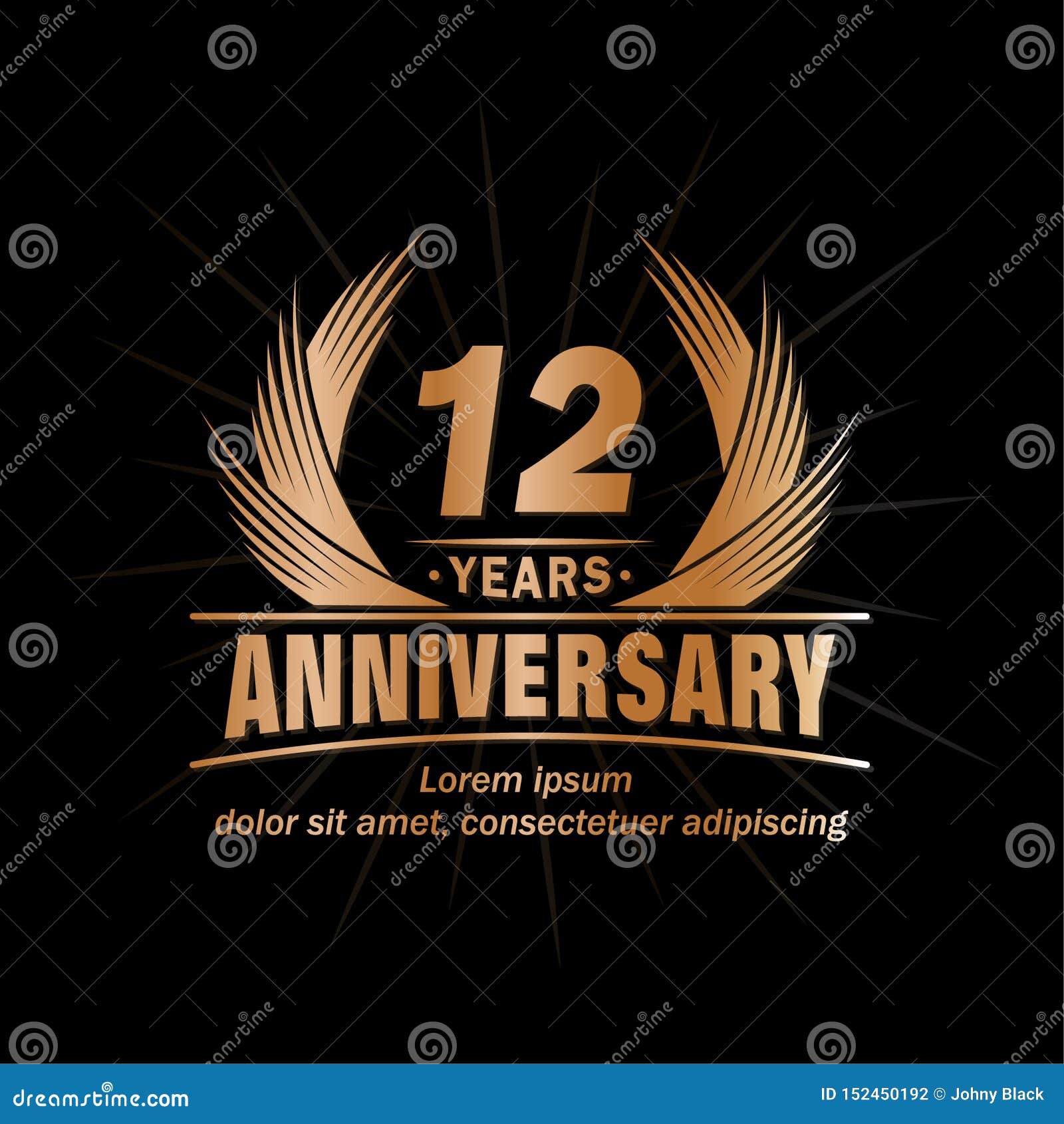 12 Years Anniversary. Elegant Anniversary Design. 12th Years Logo ...