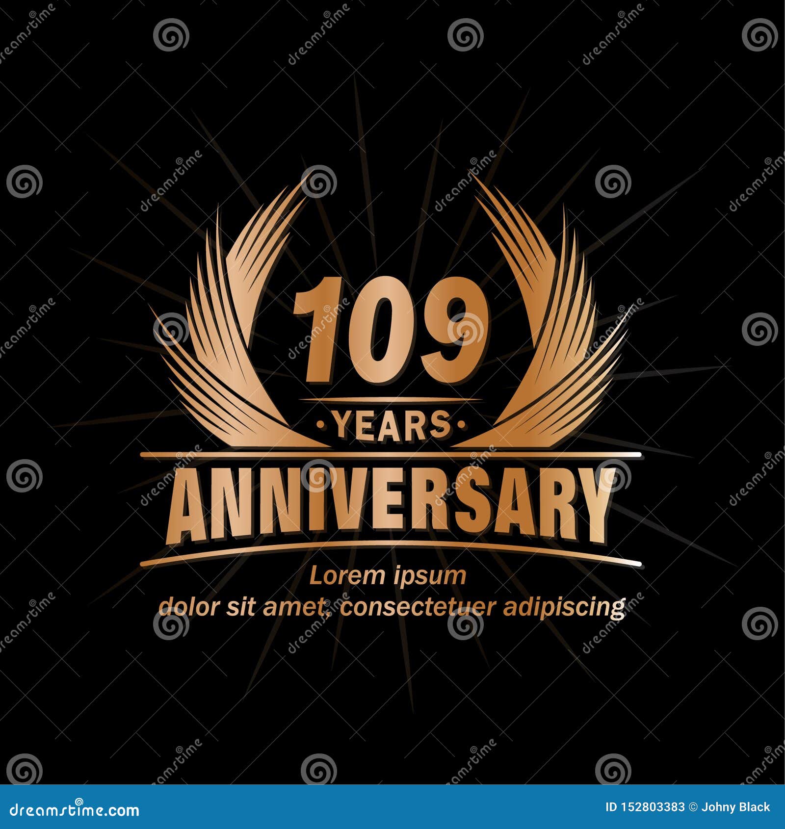 109 Years Anniversary. Elegant Anniversary Design. 109th Years Logo ...