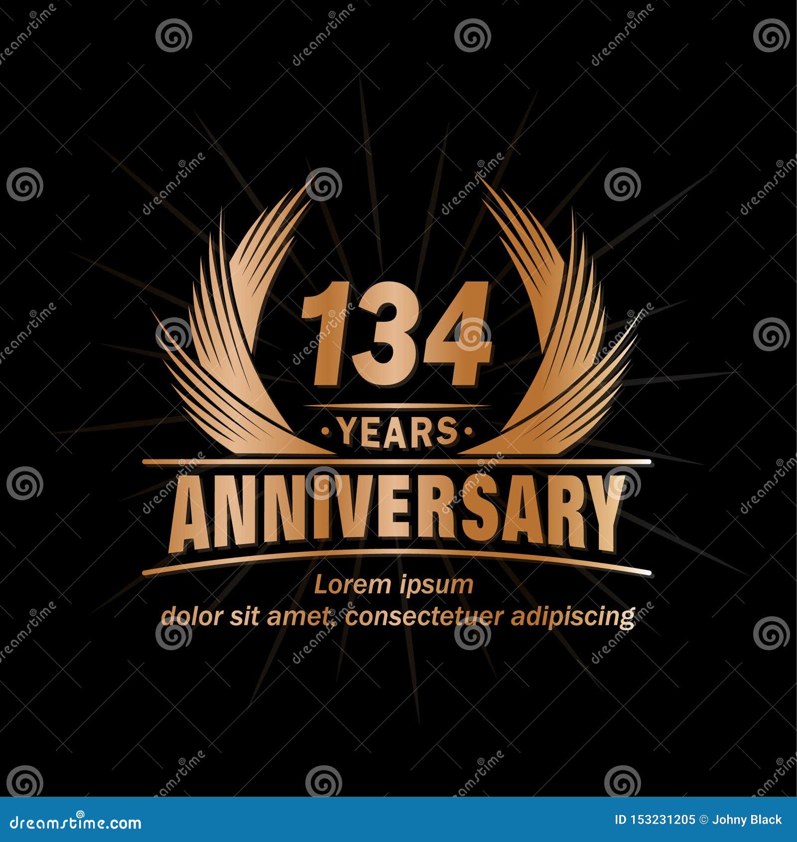 134 Years Anniversary. Elegant Anniversary Design. 134th Years Logo ...