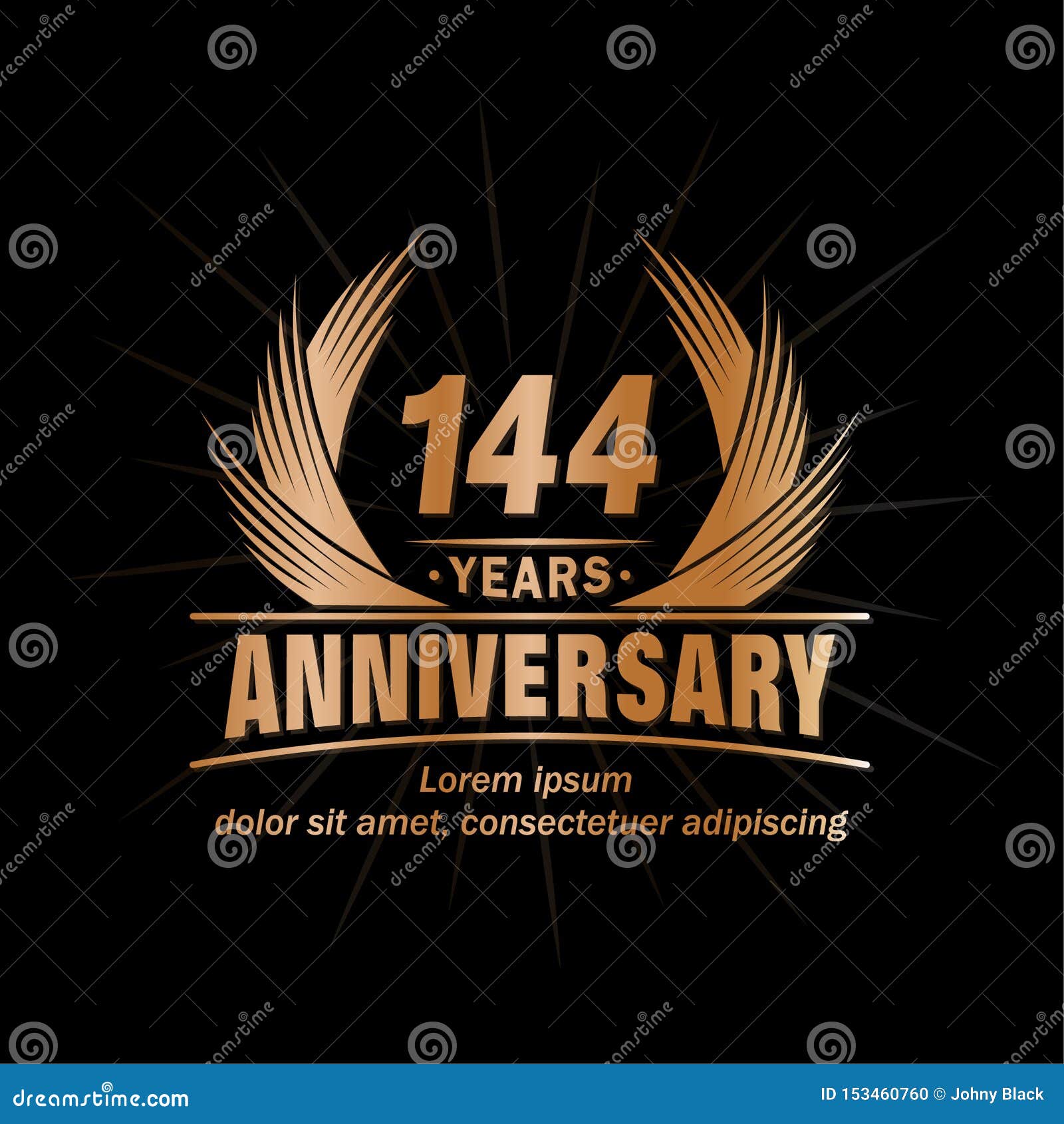 144 Years Anniversary. Elegant Anniversary Design. 144th Years Logo ...