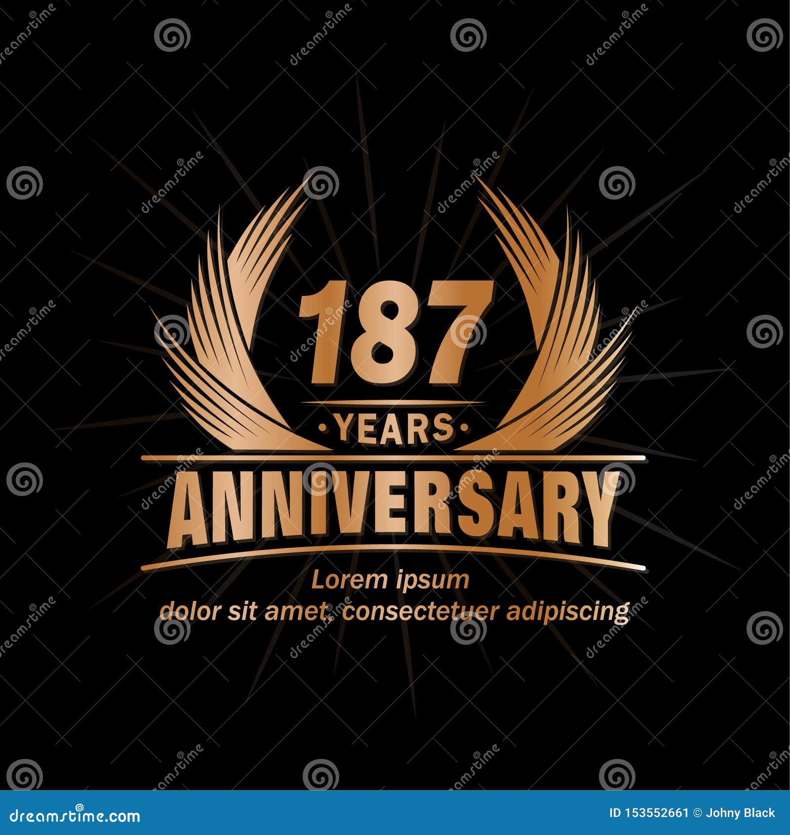 187 Years Anniversary. Elegant Anniversary Design. 187th Years Logo ...