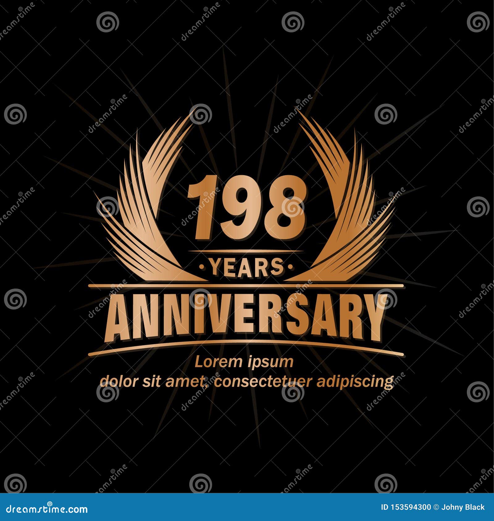 198 Years Anniversary. Elegant Anniversary Design. 198th Years Logo ...