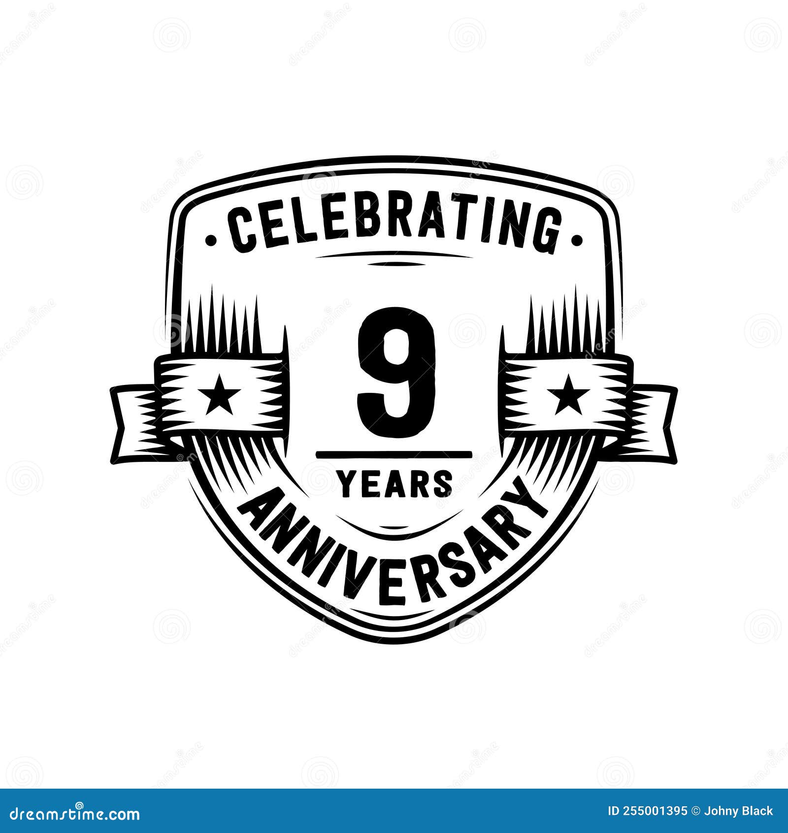 9 Years Anniversary Celebration Shield Design Template. 9th Anniversary ...