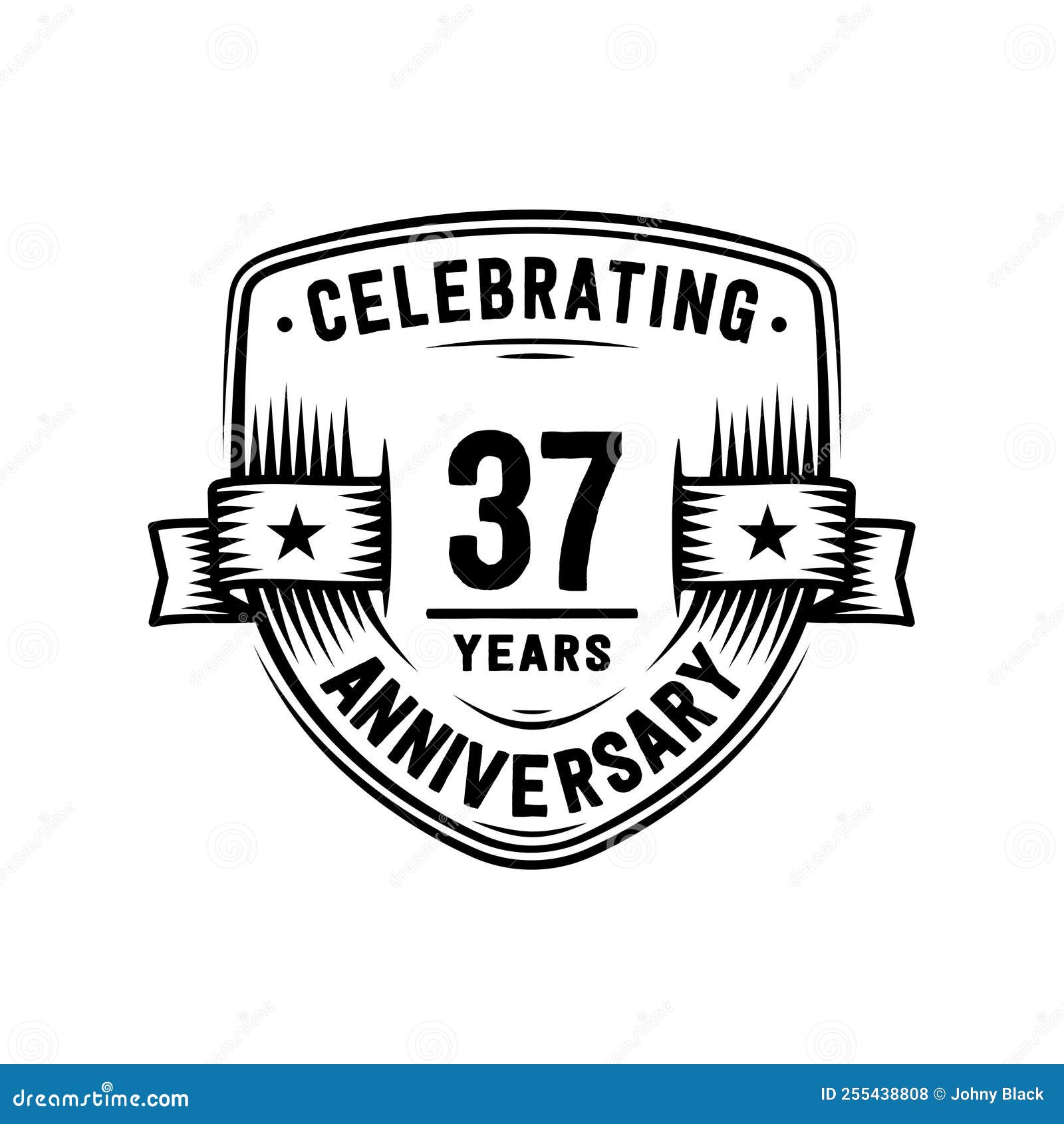 37 Years Anniversary Celebration Shield Design Template. 37th ...