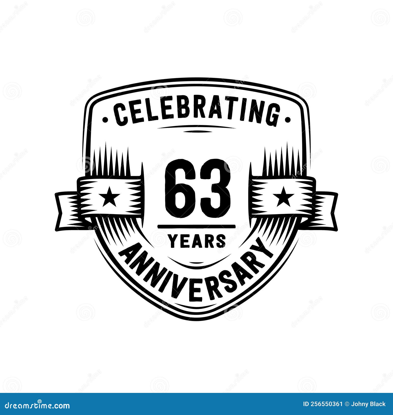 63 Years Anniversary Celebration Shield Design Template. 63rd ...