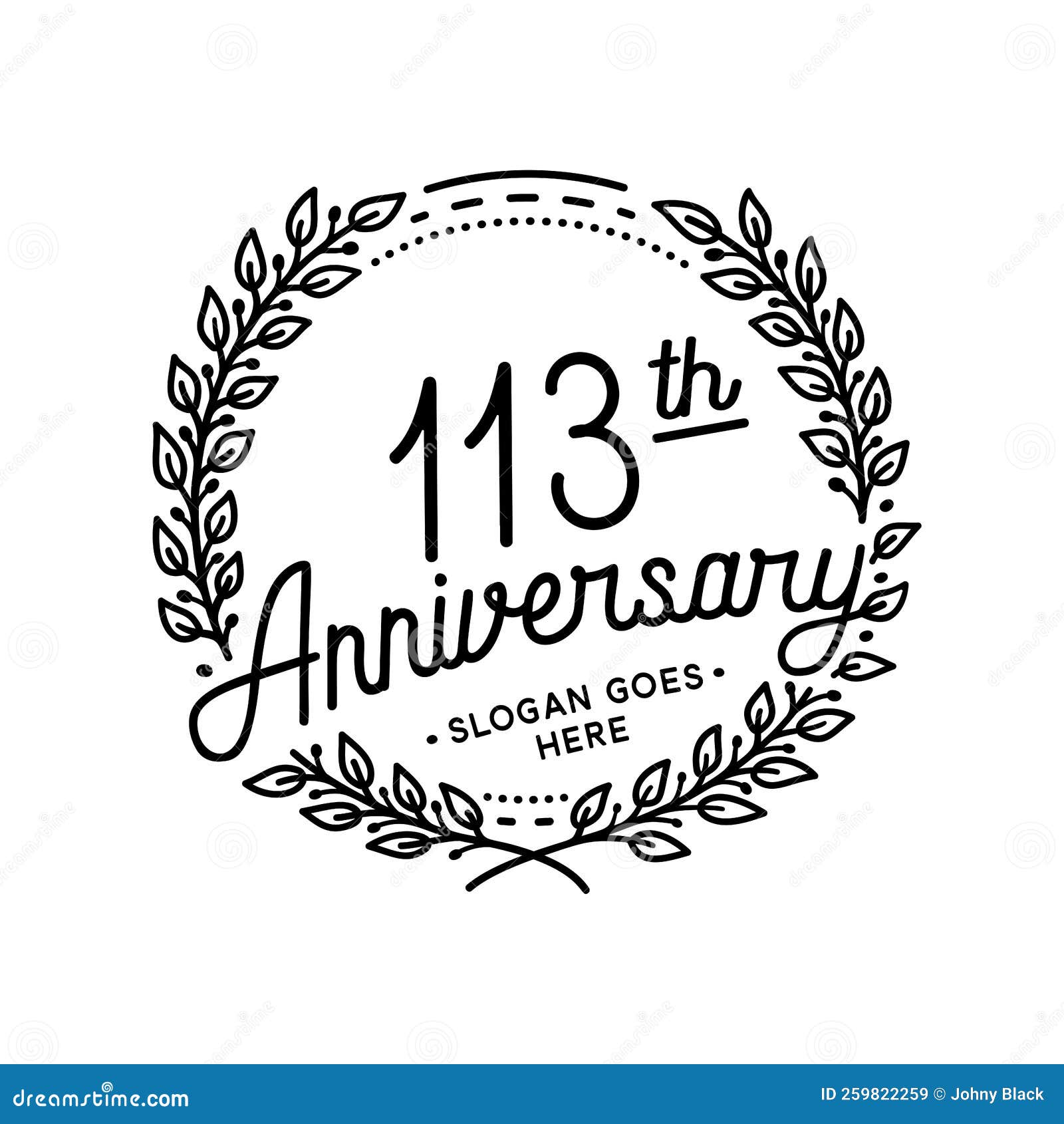 113 Years Anniversary Celebration with Laurel Wreath. 113th Anniversary ...