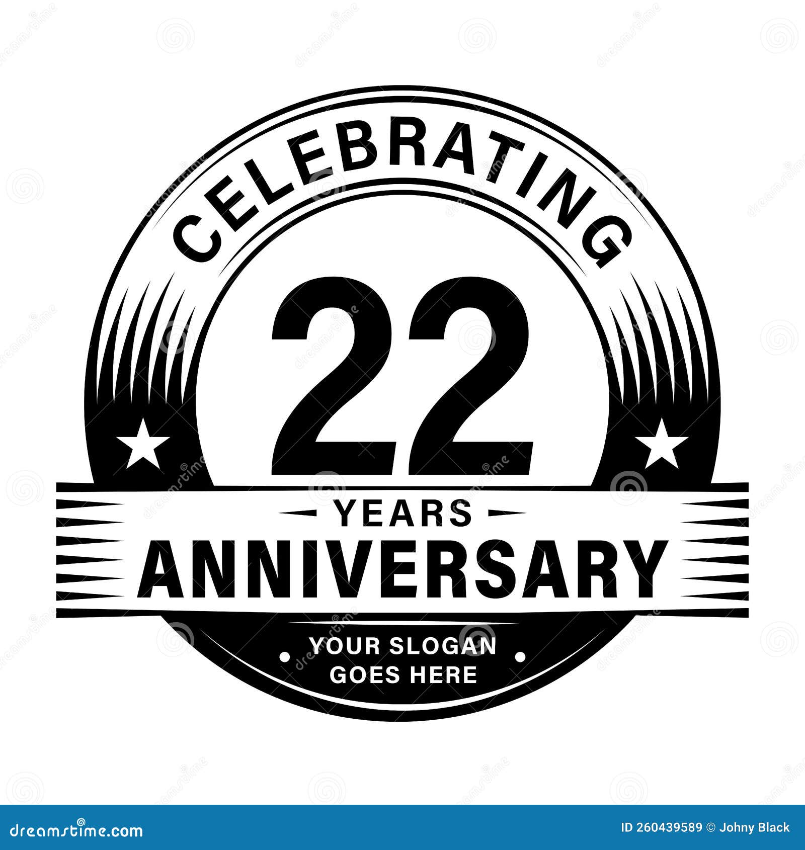 22 Years Anniversary Celebration Design Template. 22nd Logo Vector ...