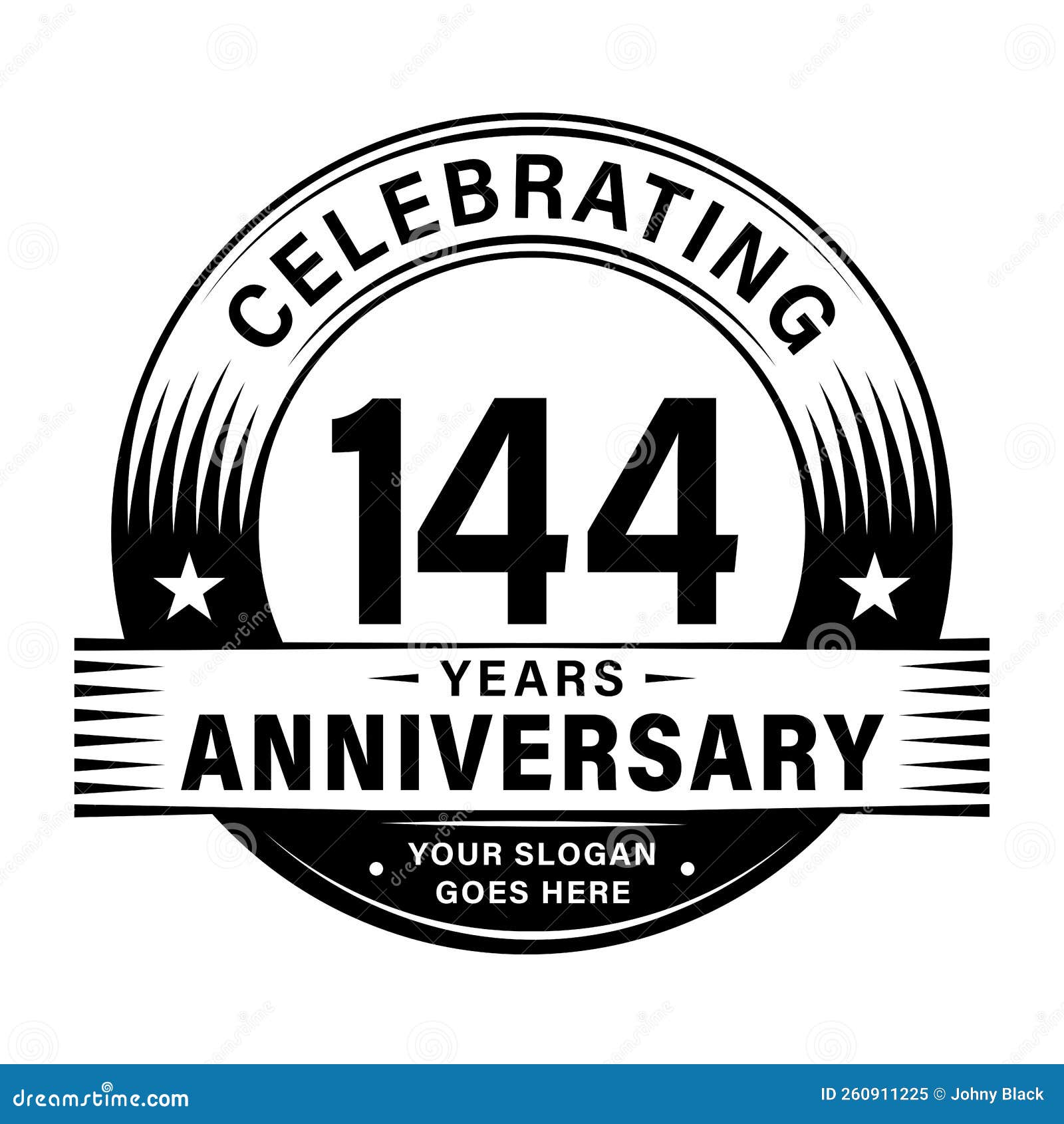 144 Years Anniversary Celebration Design Template. 144th Logo Vector ...