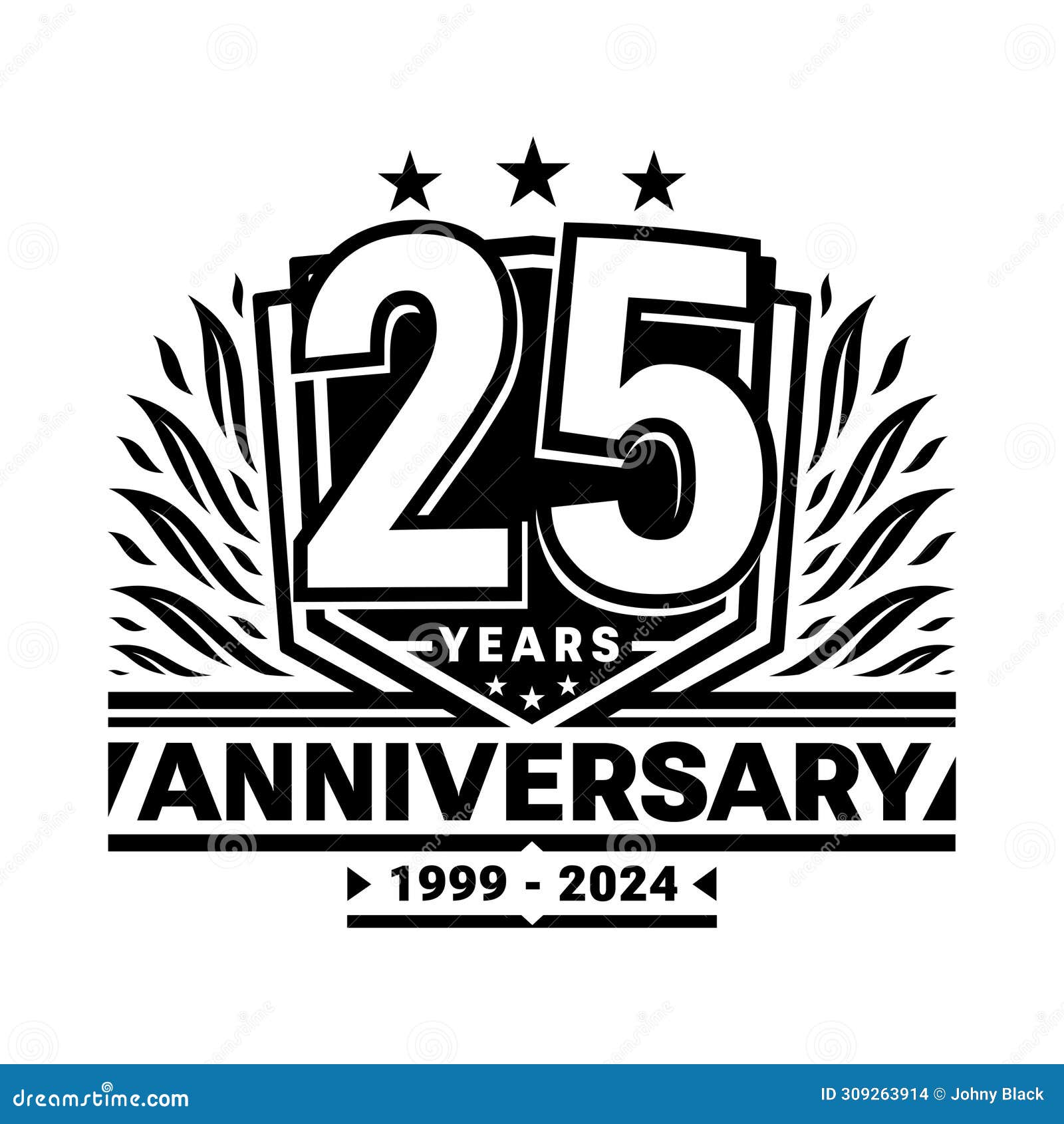 25 Years Anniversary Celebration Shield Design Template. 25th ...